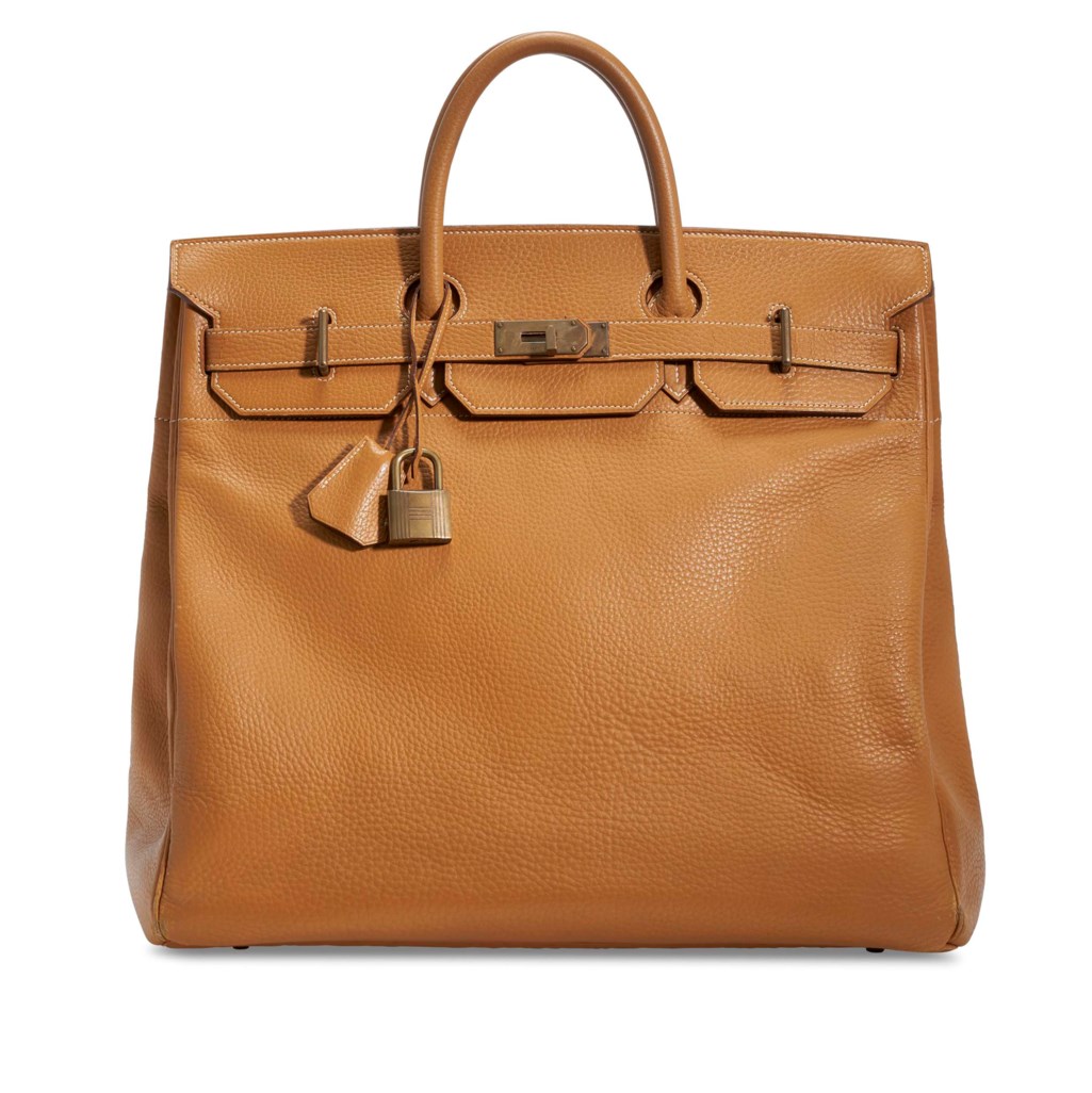 A NATUREL FJORD LEATHER HAC BIRKIN 45 WITH GOLD HARDWARE, HERMÈS, 1987 ...