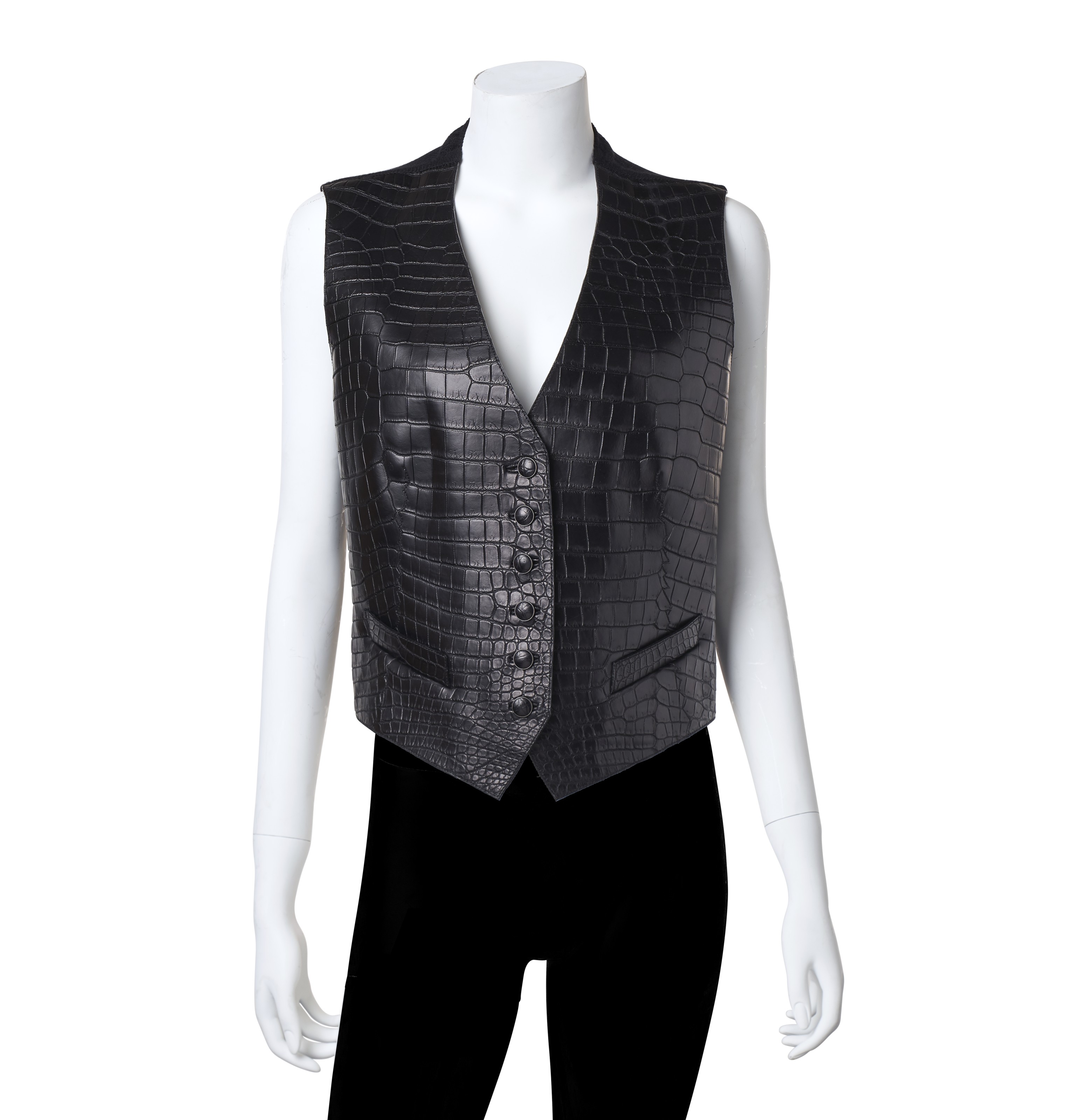 A MATTE BLACK CROCODILE VEST, HERMÈSFROM THE COLLECTION OF SUSAN CASDEN ...