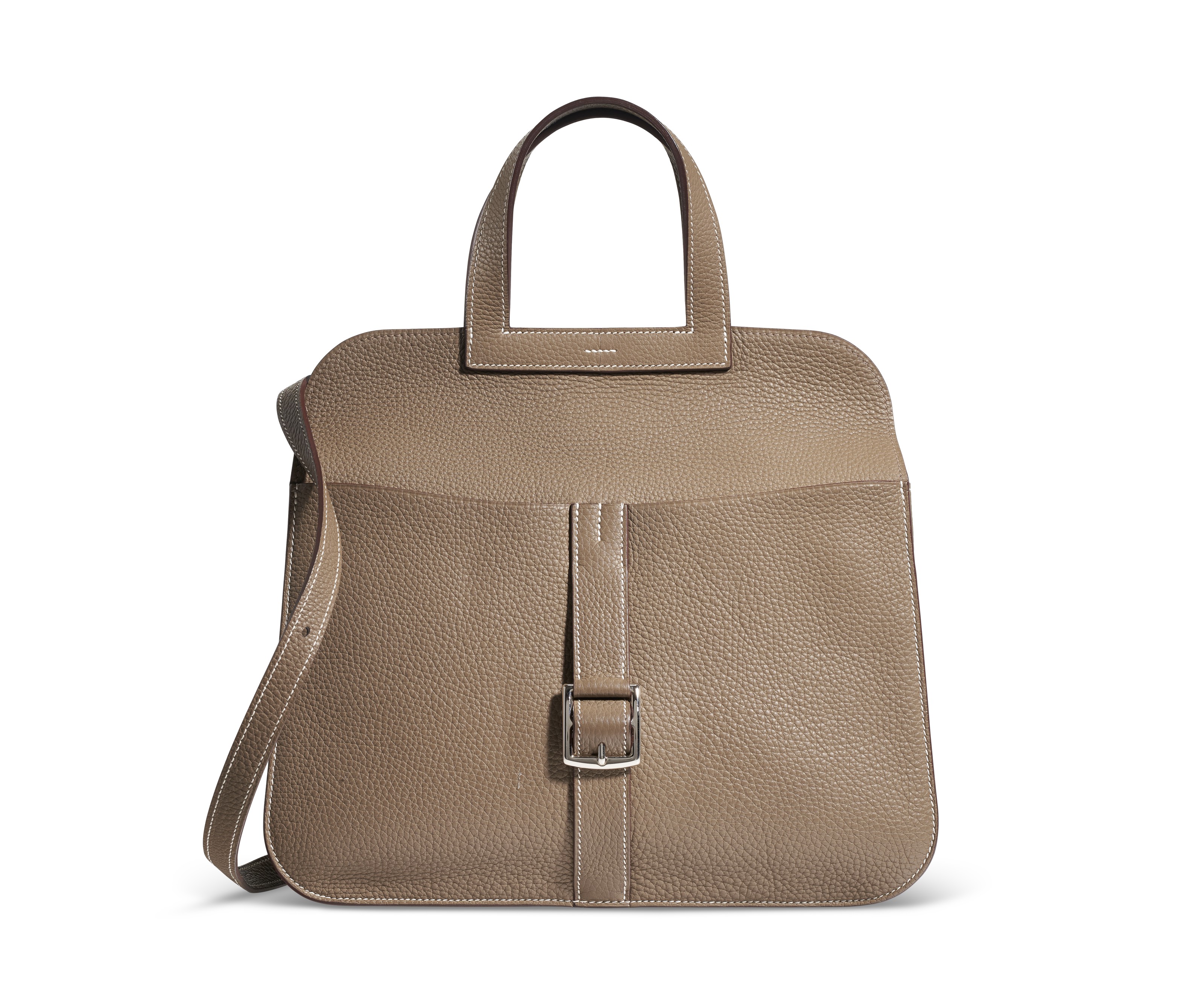 AN ÉTOUPE CLÉMENCE LEATHER HALZAN 31 WITH PALLADIUM HARDWARE, HERMÈS ...
