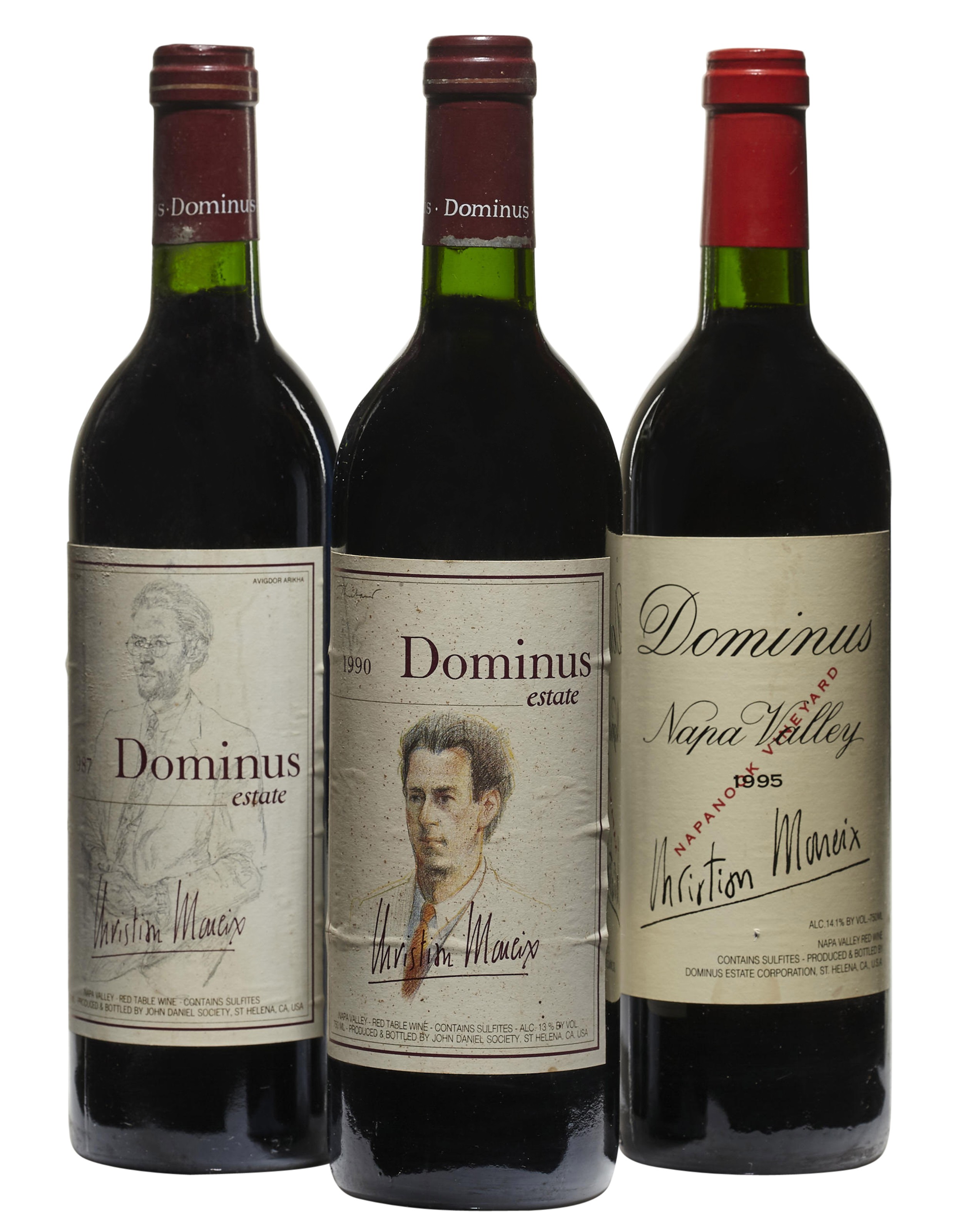 Dominus 1987, 1990 & 1995, Dominus1987Bin-soiled and slightly stained ...