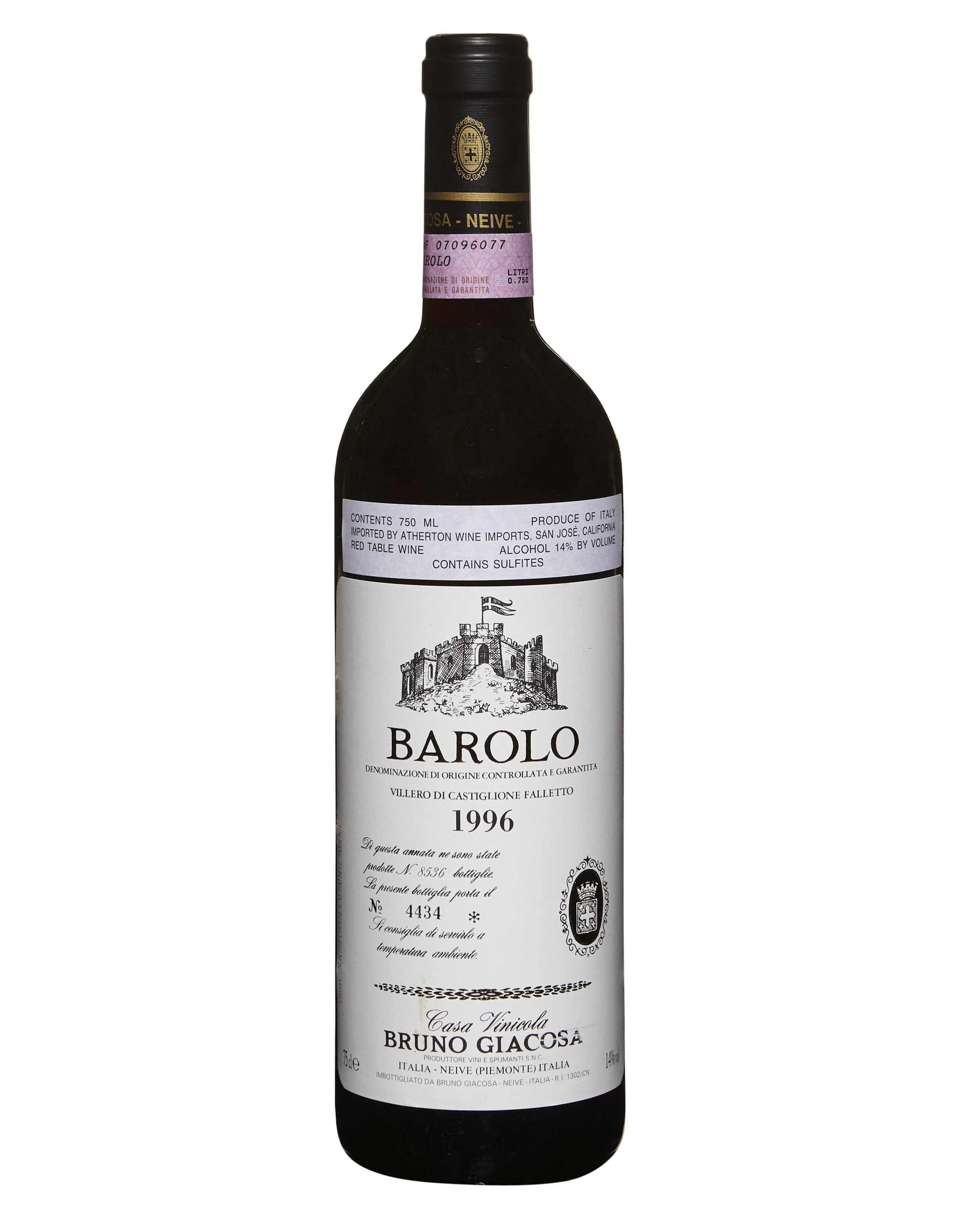 Bruno Giacosa Barolo 1996, PiedmontOne damaged label | Christie’s