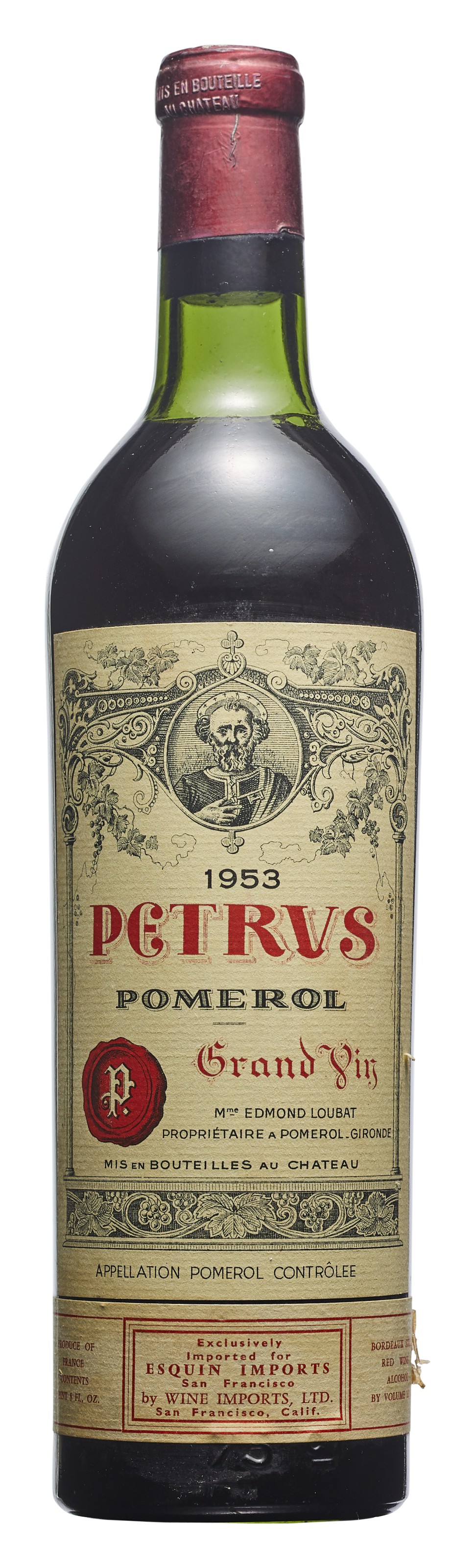 Petrus 1953, Pomerol, cru exceptionnelCorroded capsule, slightly bin ...