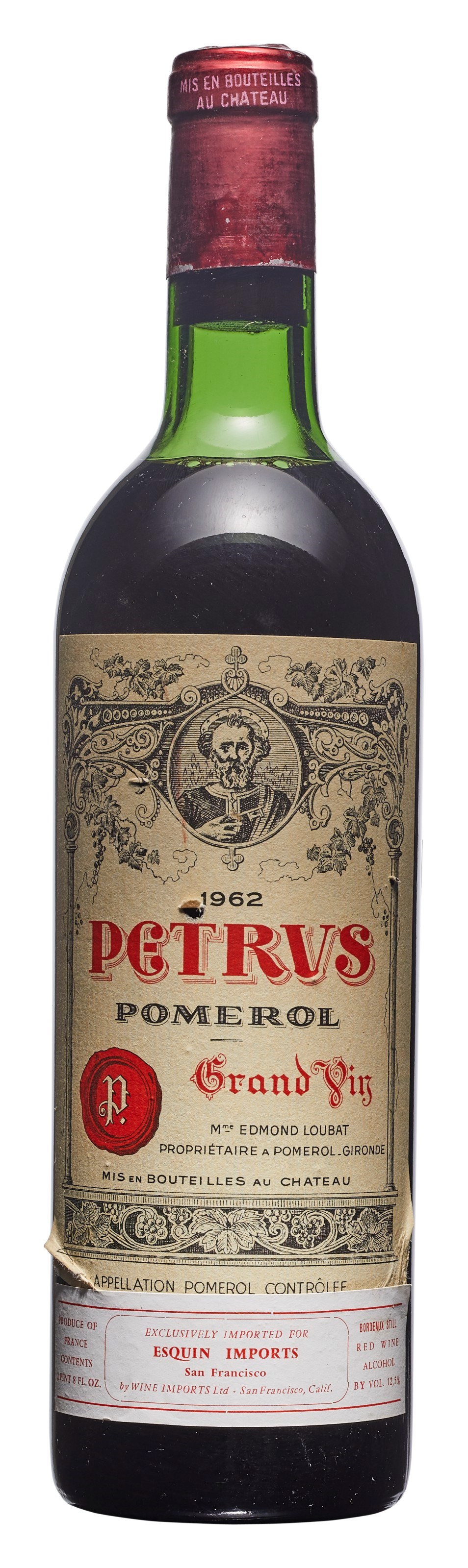 Petrus 1962, Pomerol, cru exceptionnelGood appearance, slightly nicked ...