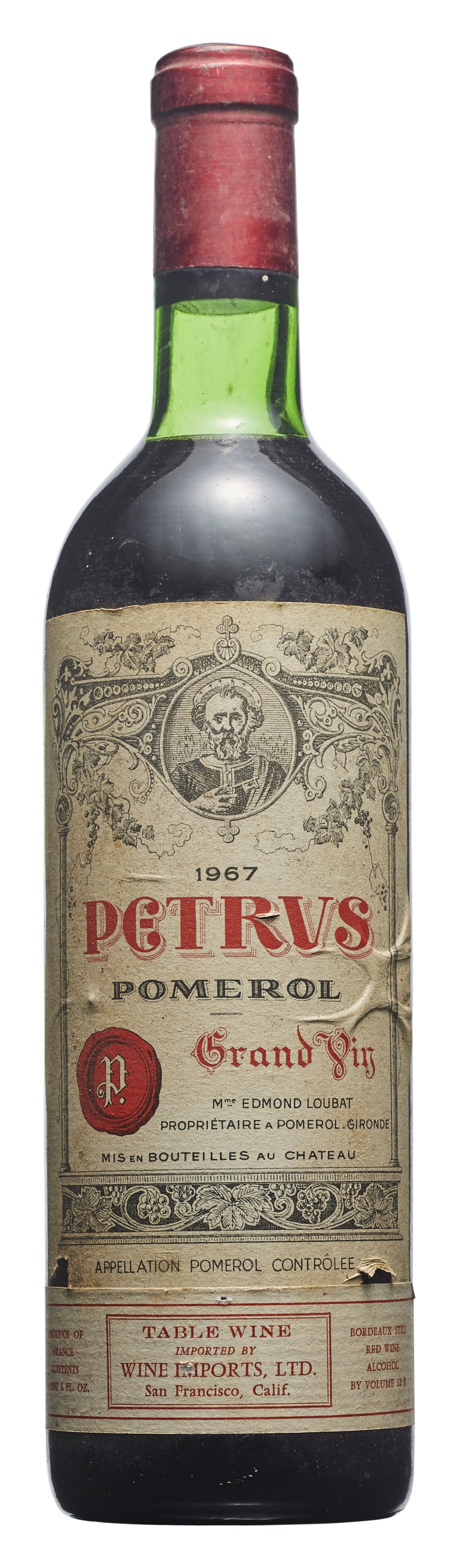 Petrus 1967, Pomerol, cru exceptionnelSlightly damaged capsule, bin ...