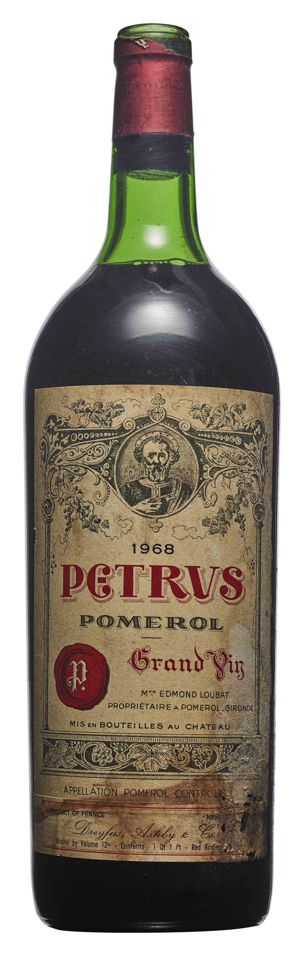 Petrus 1968, Pomerol, cru exceptionnelCut capsule, depressed cork ...