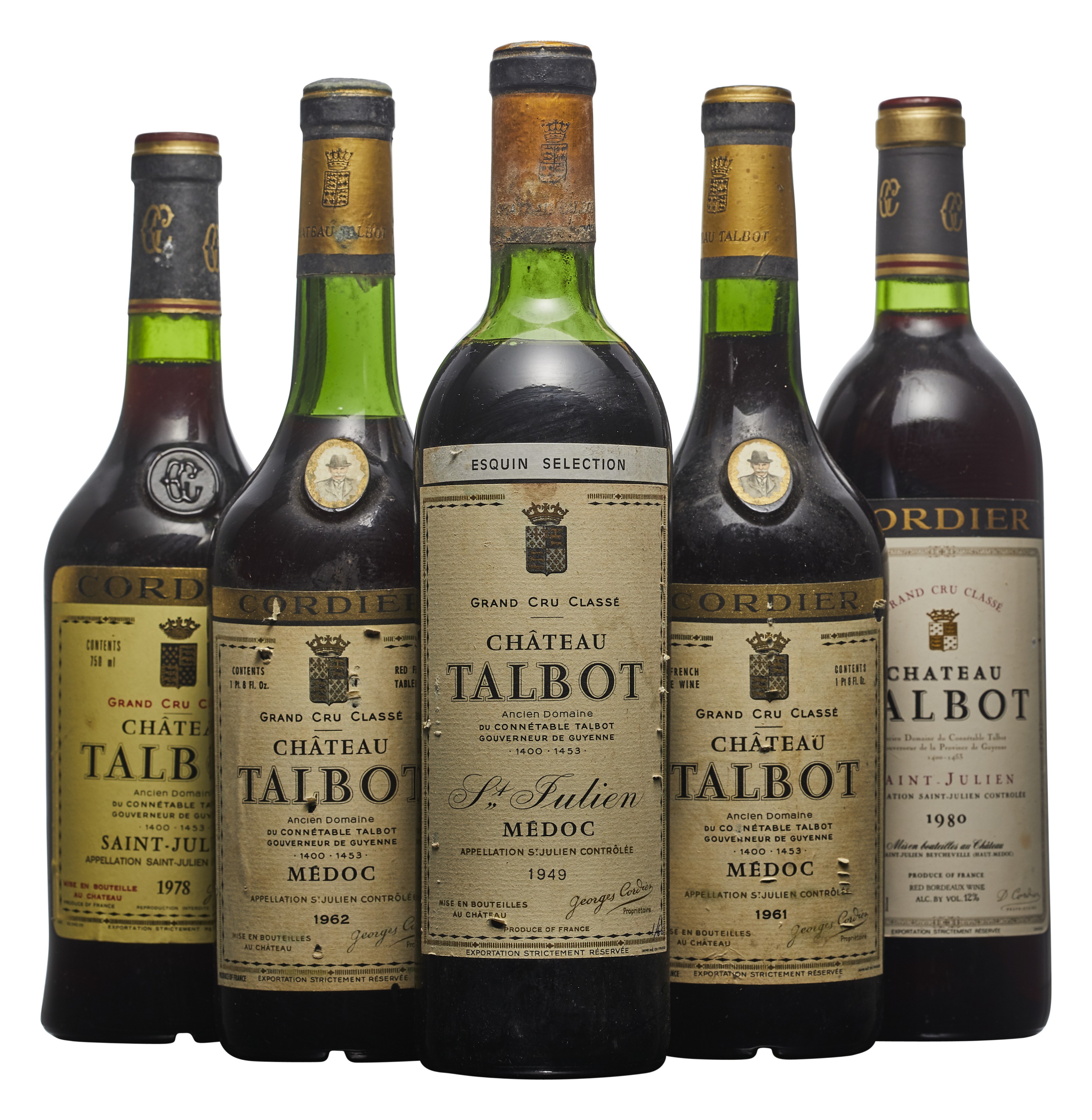 Mixed Château Talbot, Château Talbot 1949Corroded capsules, one very ...