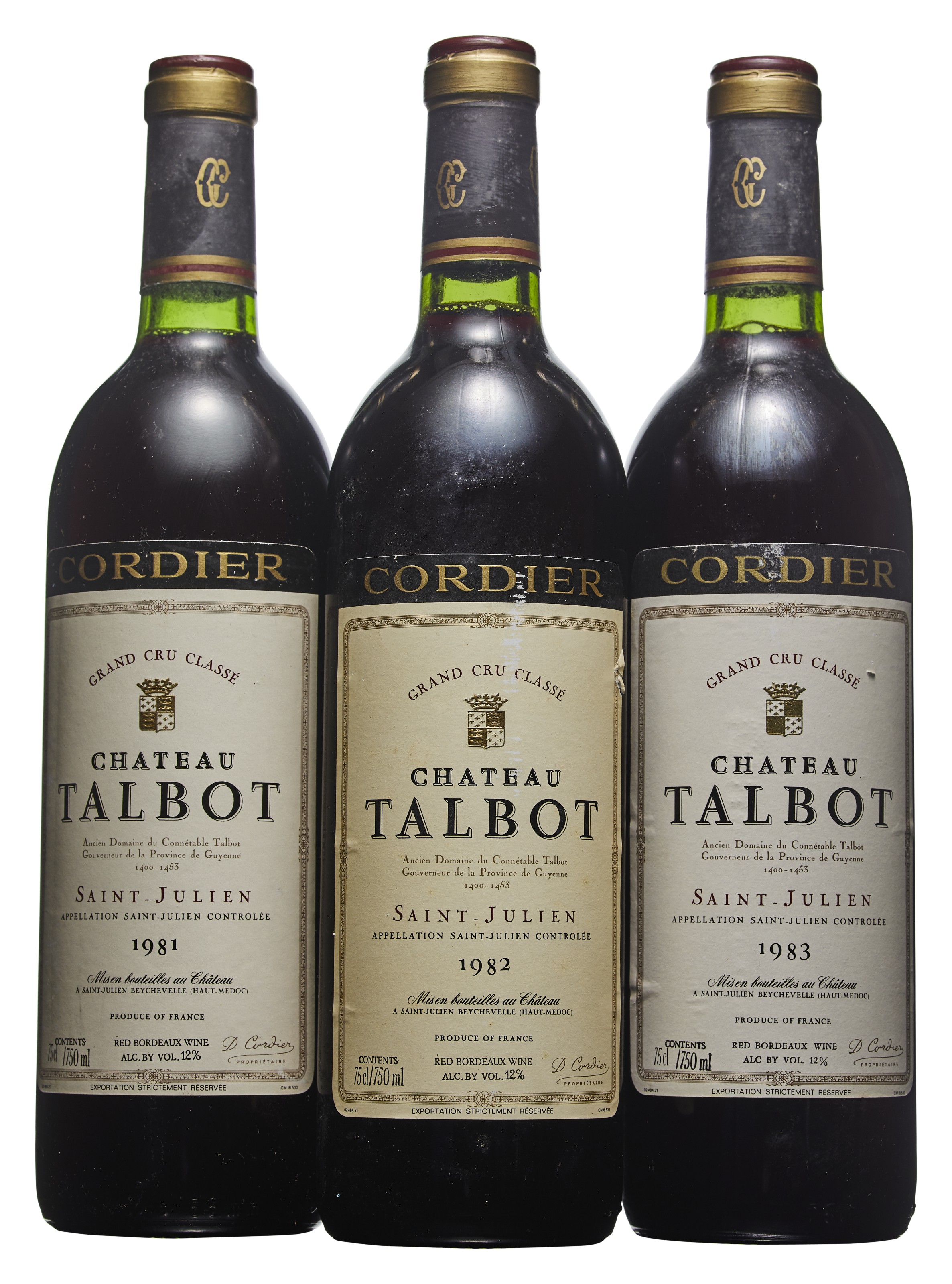 Mixed Château Talbot 1981-1983, Château Talbot 1981Slightly bin-soiled ...