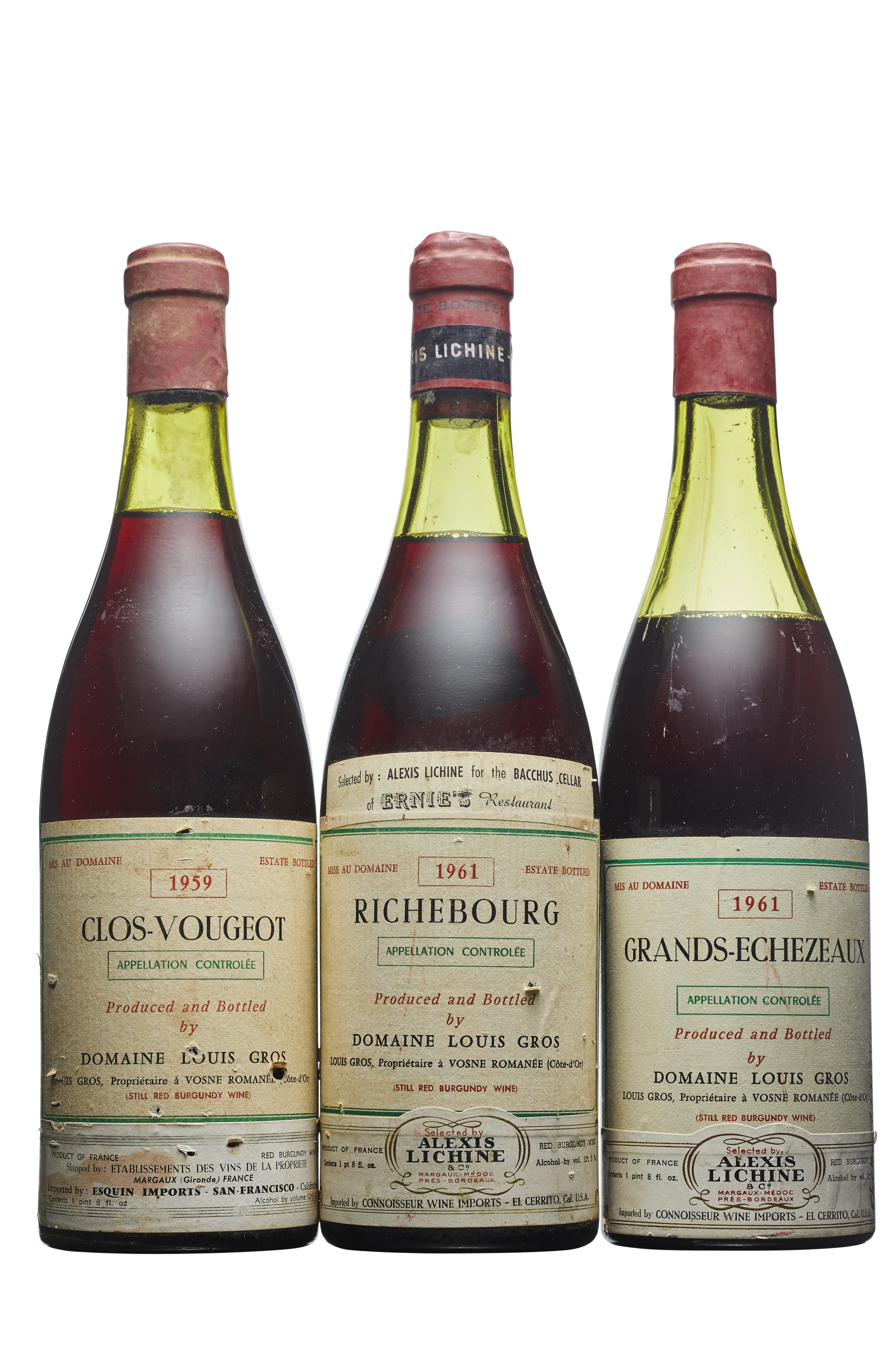 Mixed Louis Gros, Louis Gros, Clos de Vougeot 1959Oxidized capsule ...