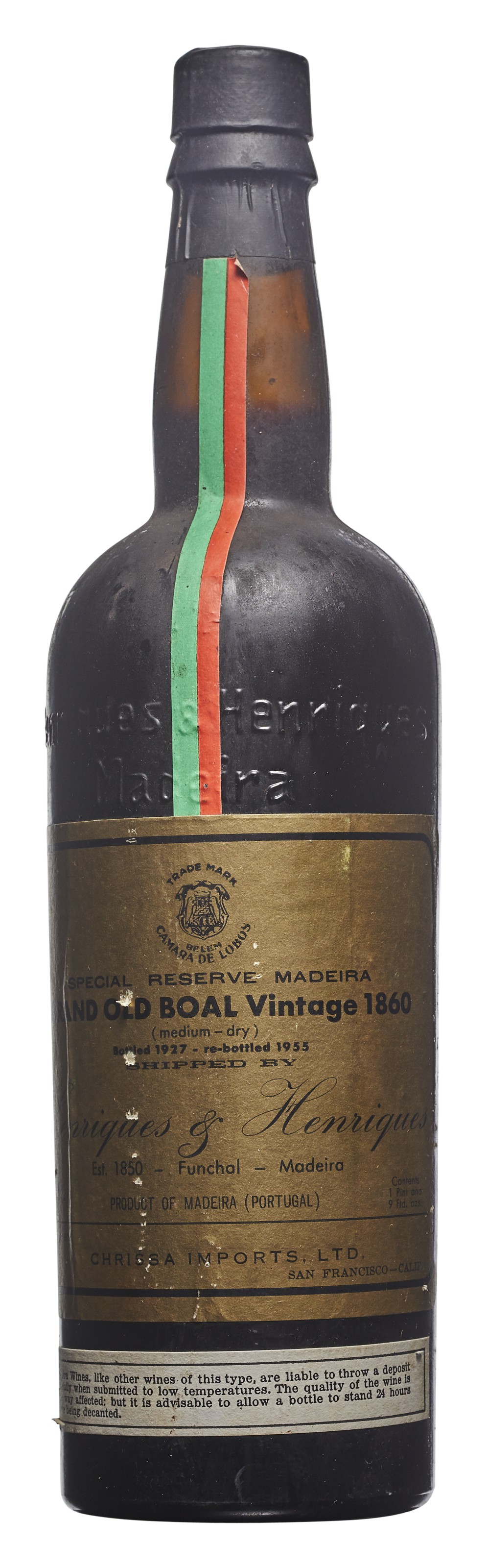 Henriques & Henriques, Grand Old Boal 1860, Bottled in 1927, rebottled ...