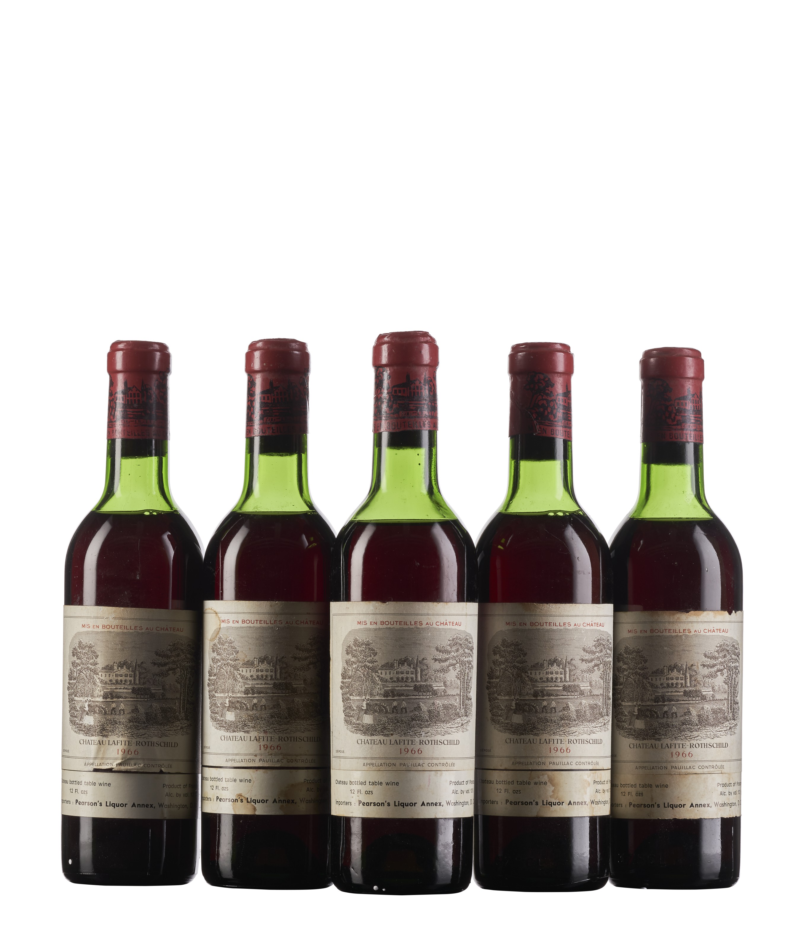 Château Lafite-Rothschild 1966, Bin-soiled labels, two slightly stained ...