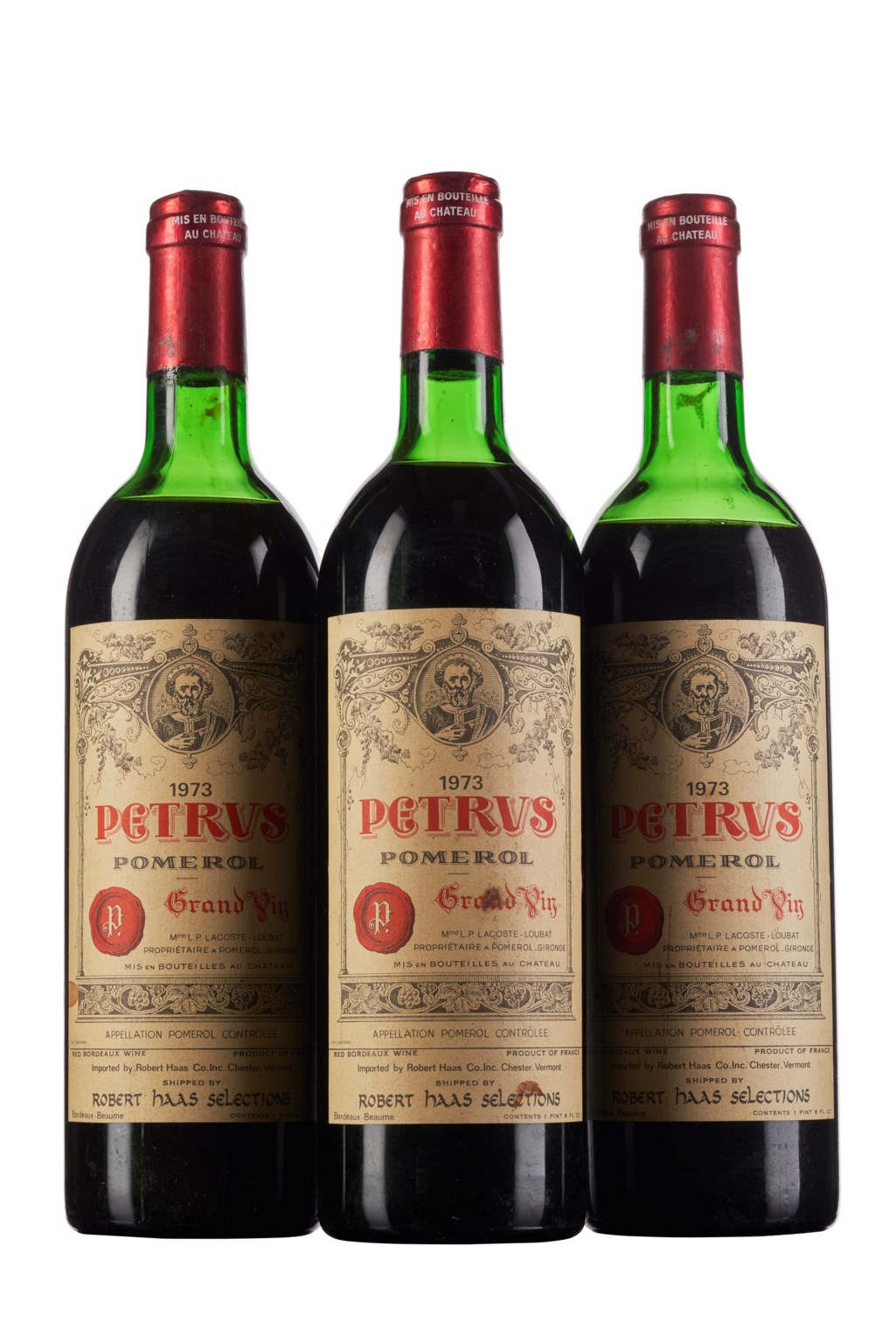 Petrus 1973, Pomerol, cru exceptionnelSlightly worn capsules, two ...