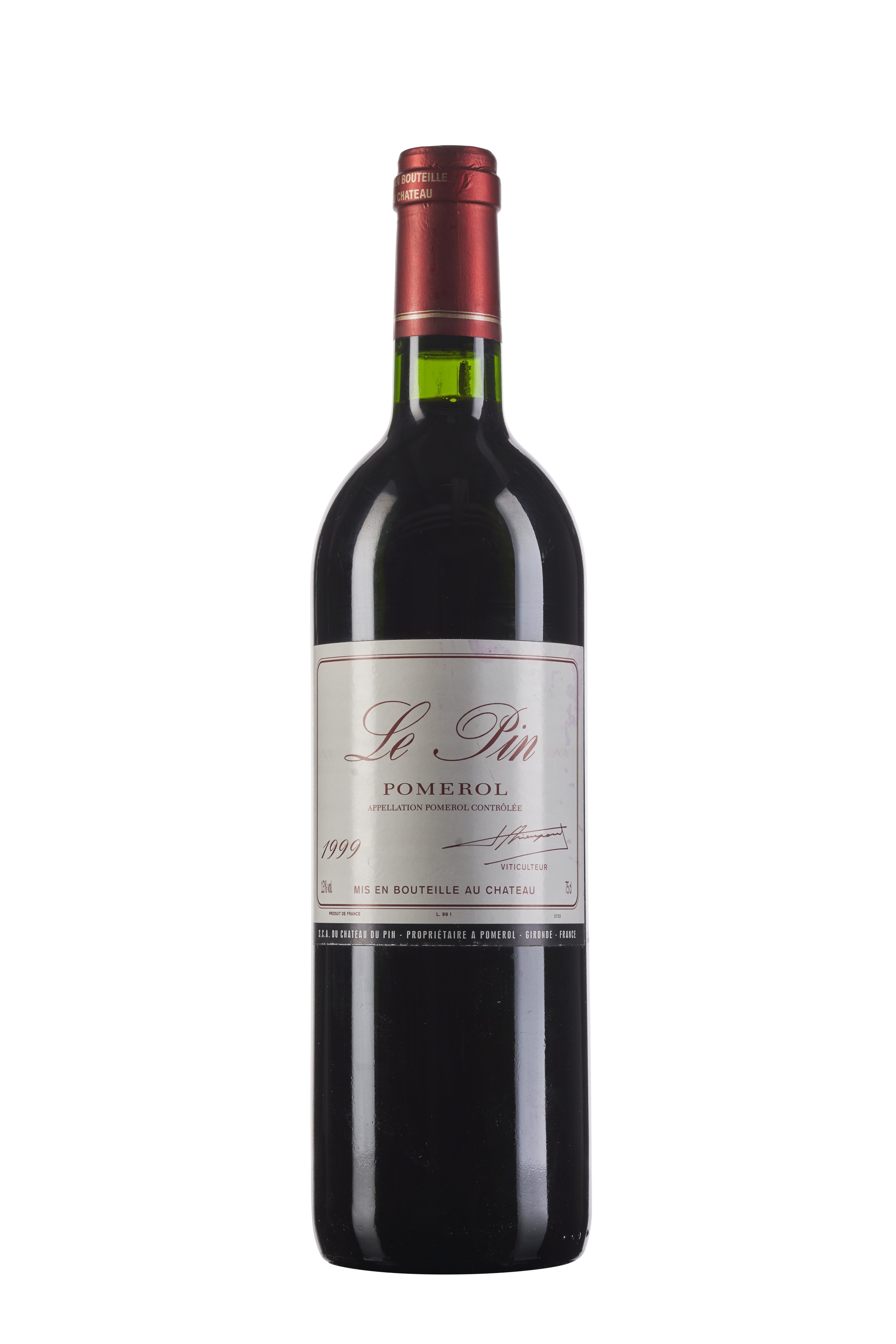 Le Pin 1999, PomerolVery slightly tissue stained labelsLevels four into ...