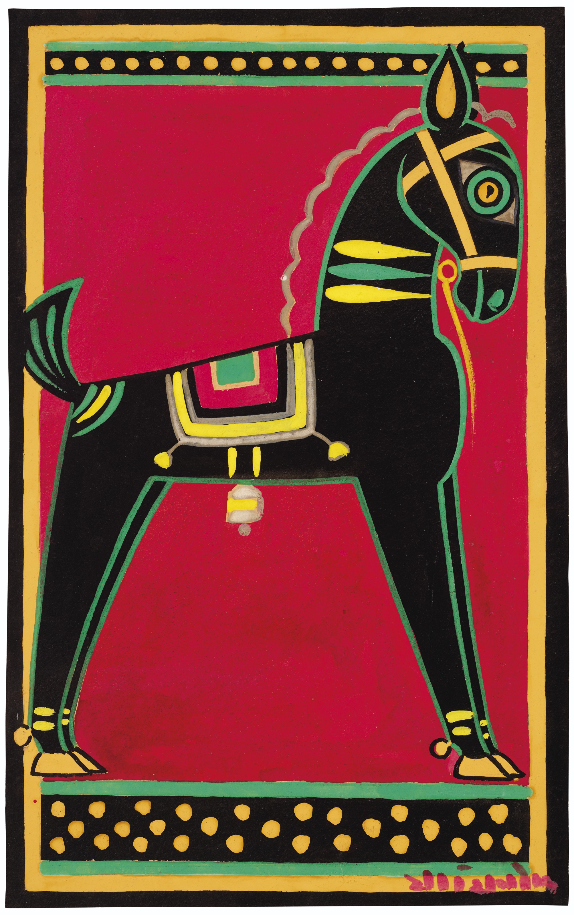 Jamini Roy 18871972 Untitled Woman On Horseback Christie39s Jamini Roy