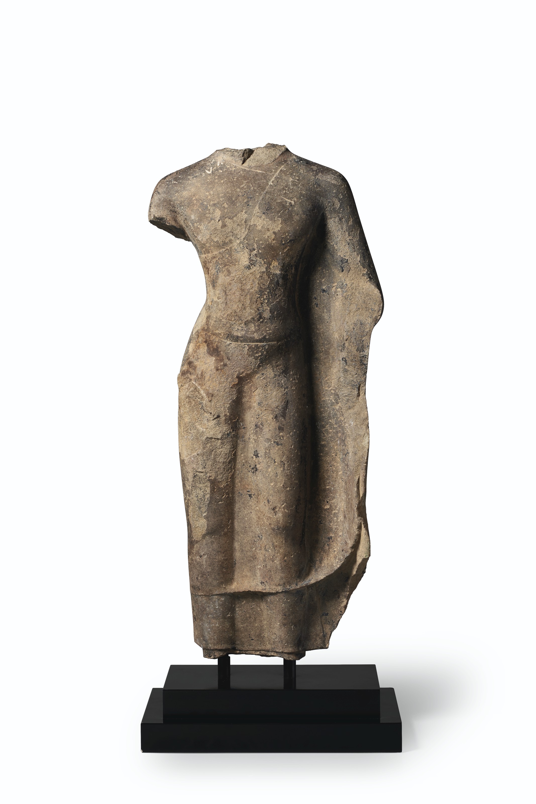 A POLISHED BUFF SANDSTONE TORSO OF BUDDHA SHAKYAMUNI, THAILAND, MON ...