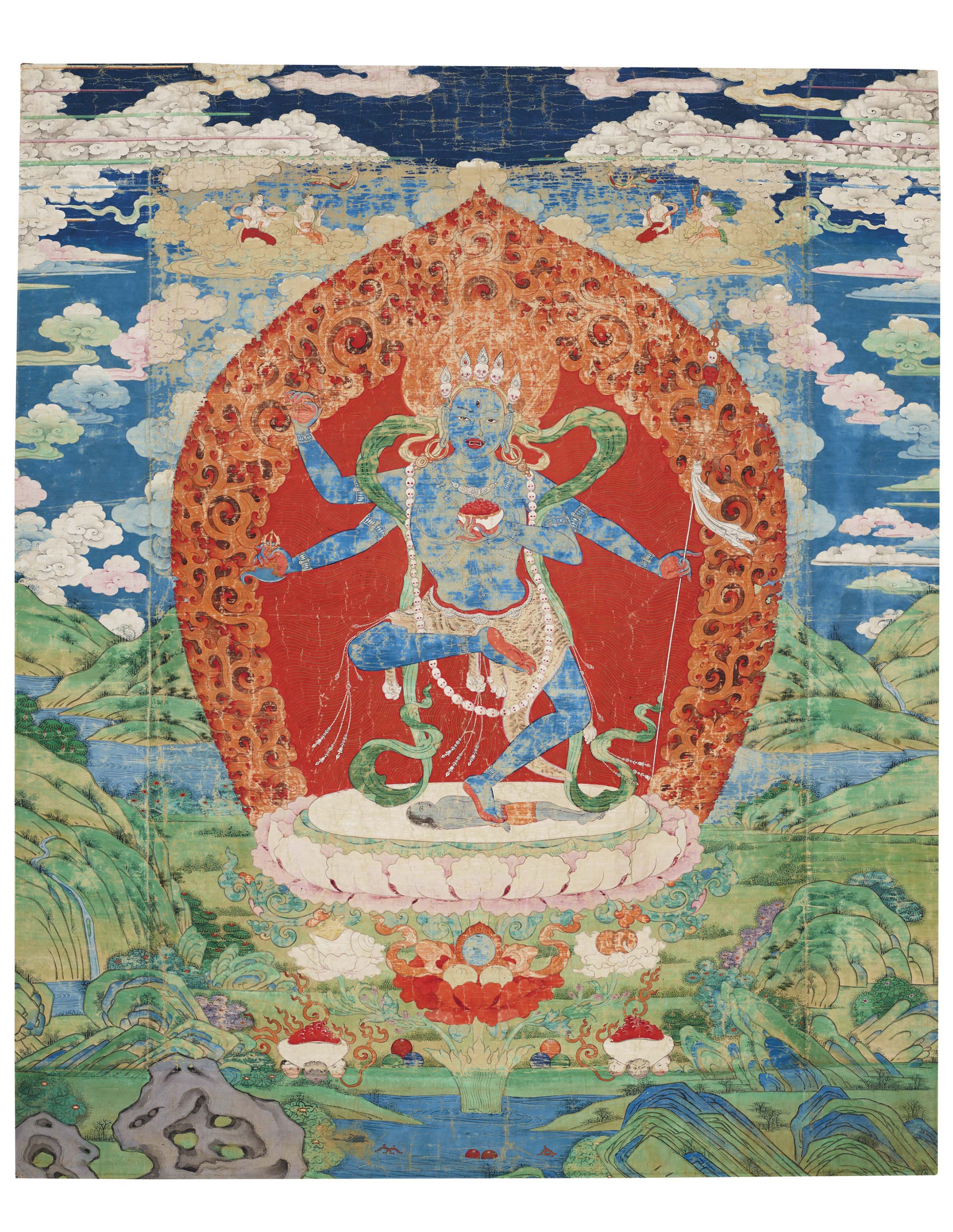 A PAINTING OF NAIRATMYA, CHINA, CHENGDE, STYLE OF THE XUMI FUSHOU STYLE ...
