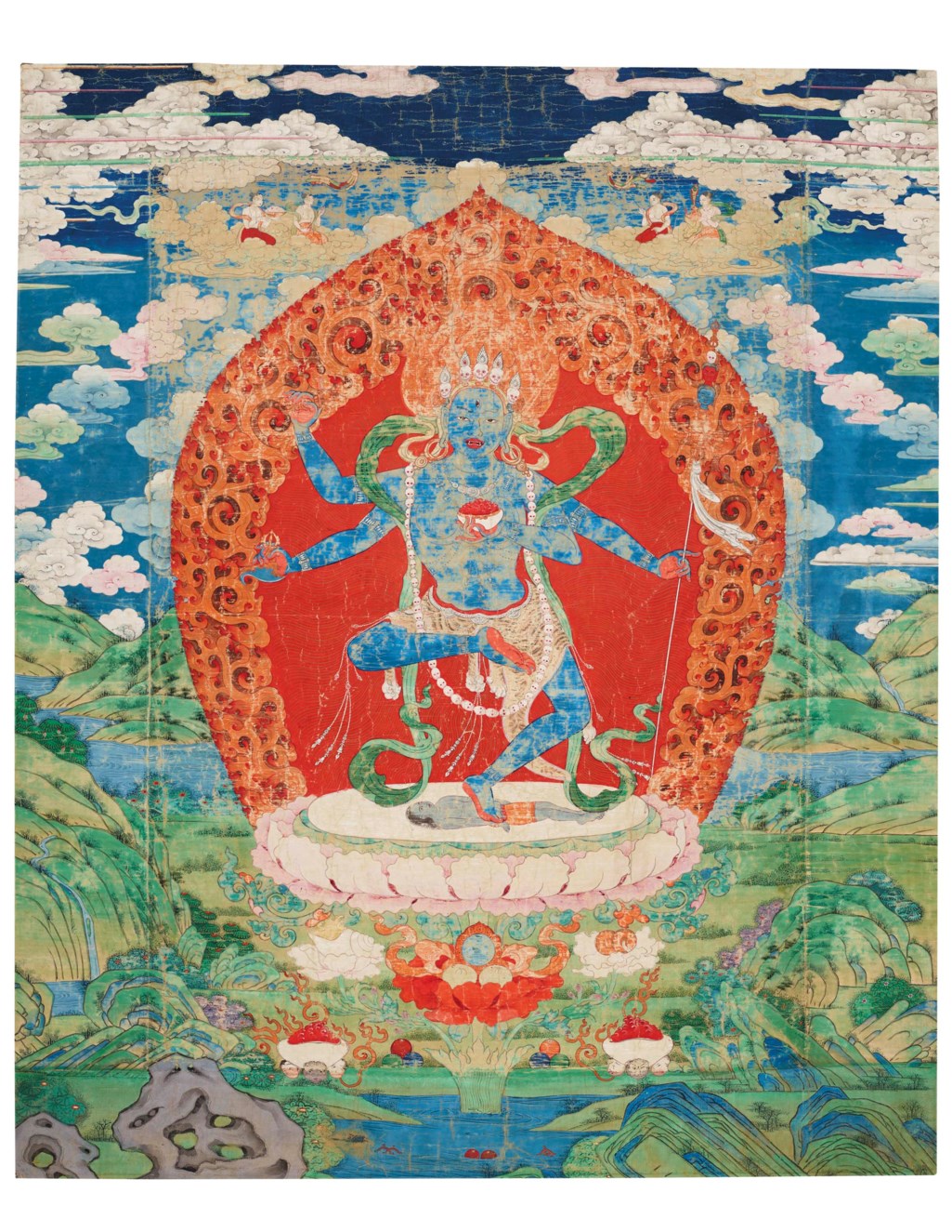 A PAINTING OF NAIRATMYA, CHINA, CHENGDE, STYLE OF THE XUMI FUSHOU STYLE ...
