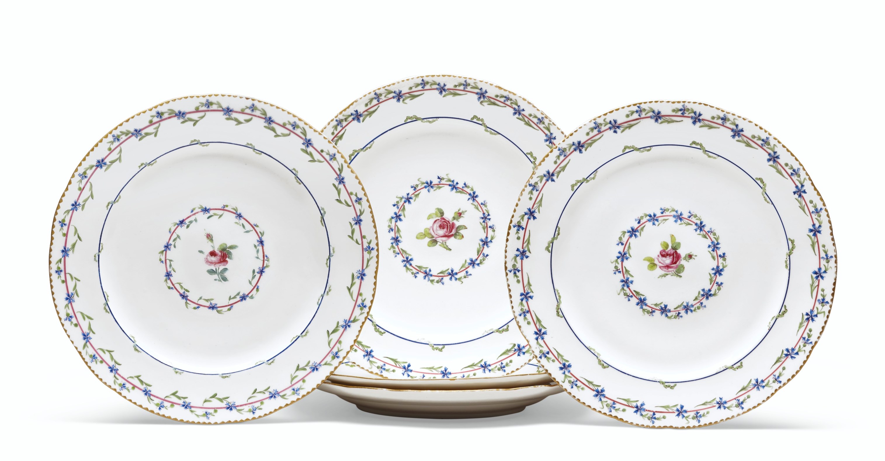 FIVE SEVRES PORCELAIN PLATES FROM A SERVICE MADE FOR LOUIS XVI, CIRCA ...