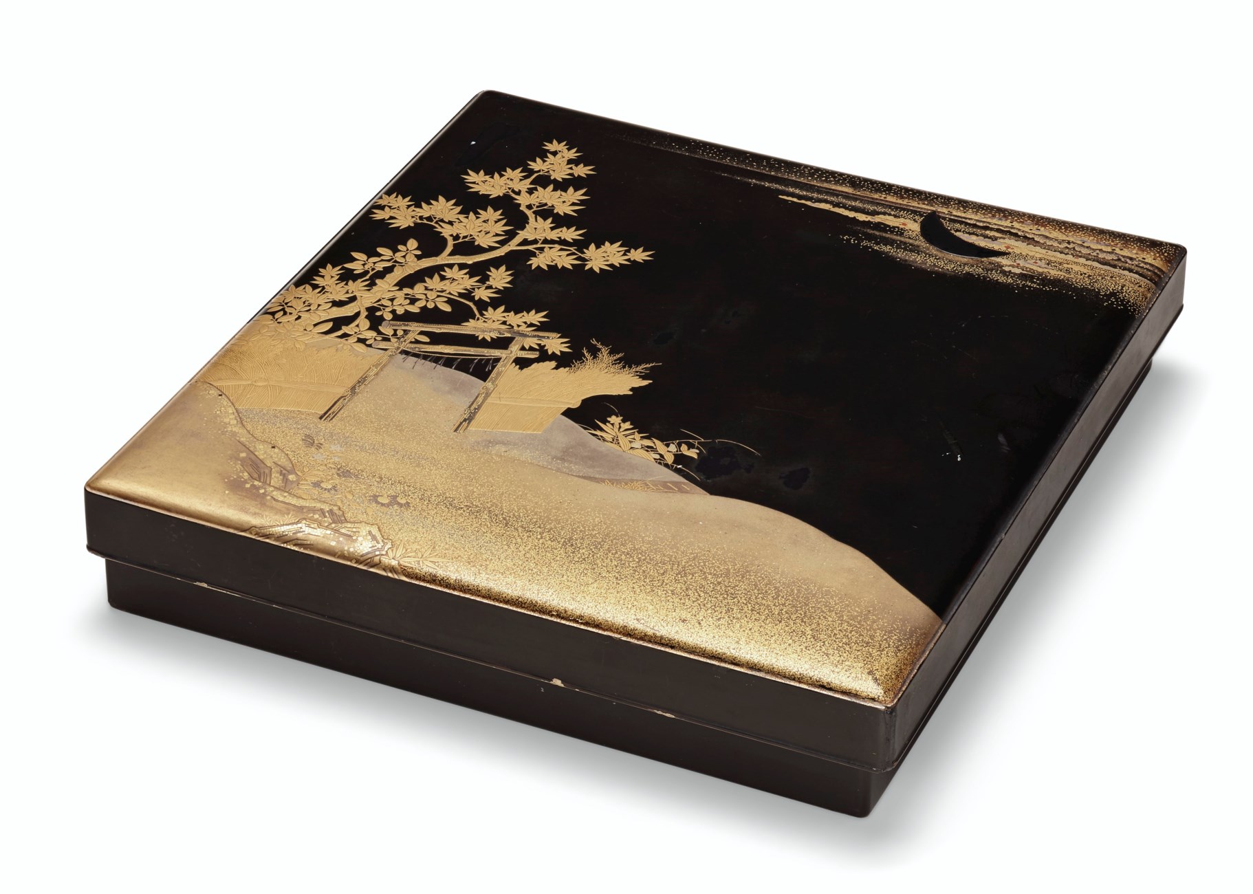 A JAPANESE BLACK AND GILT LACQUER WRITING BOX, EDO PERIOD, 18TH-19TH ...