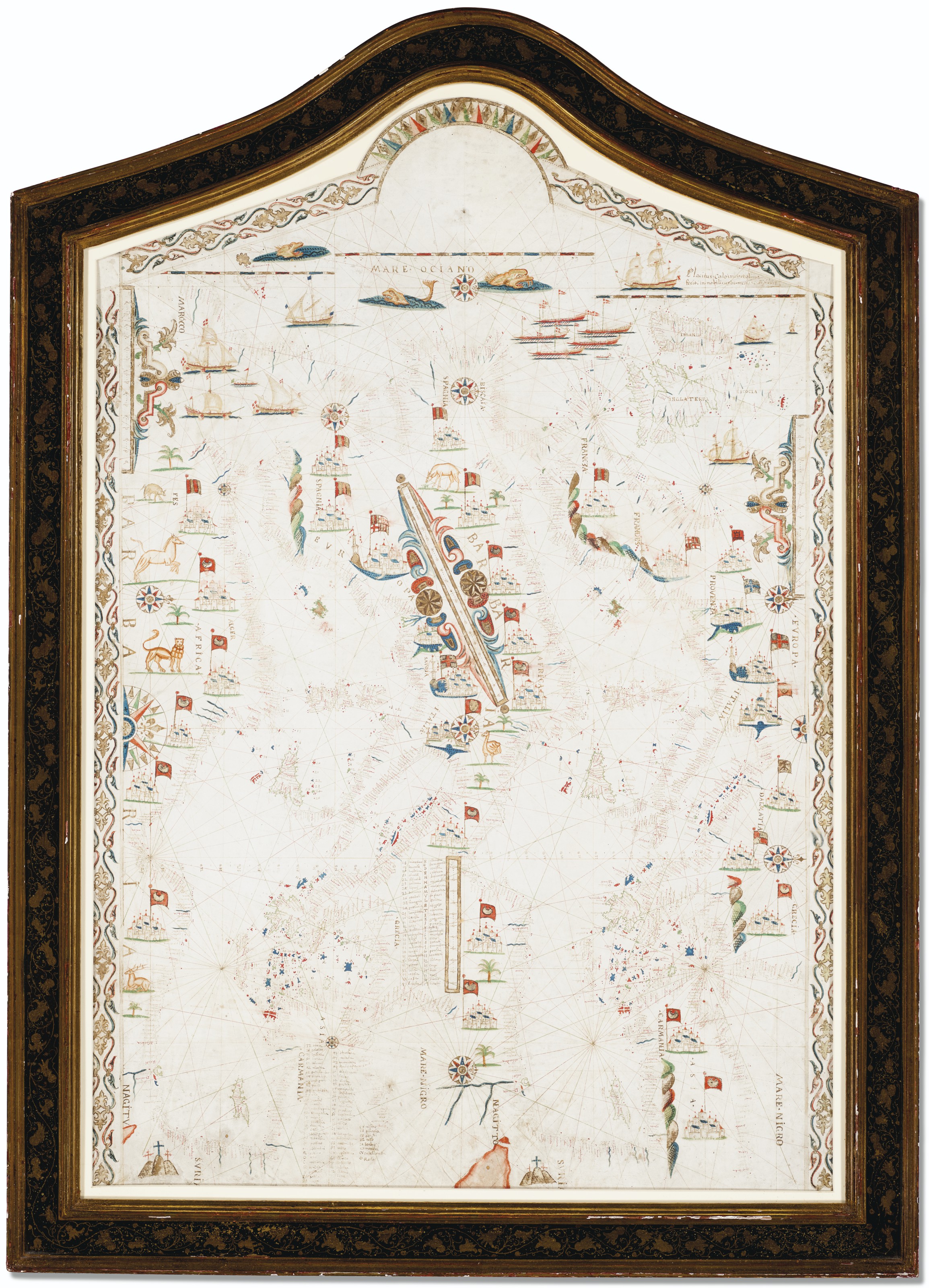 Portolan Chart of the Mediterranean, Messina, Sicily, 1617 | Christie’s