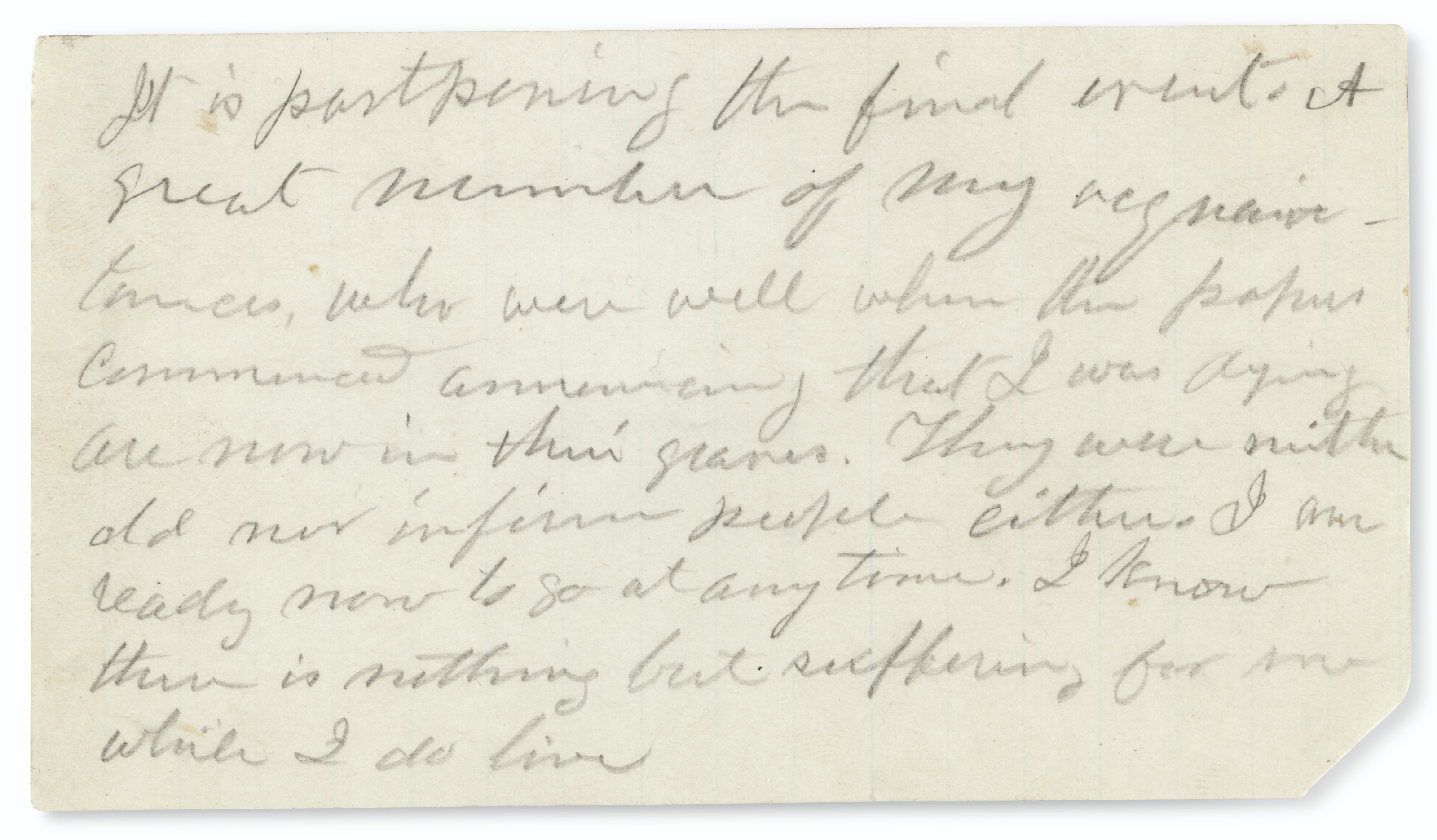 Writing from his deathbed, Ulysses Grant, 18 July 1885 | Christie’s