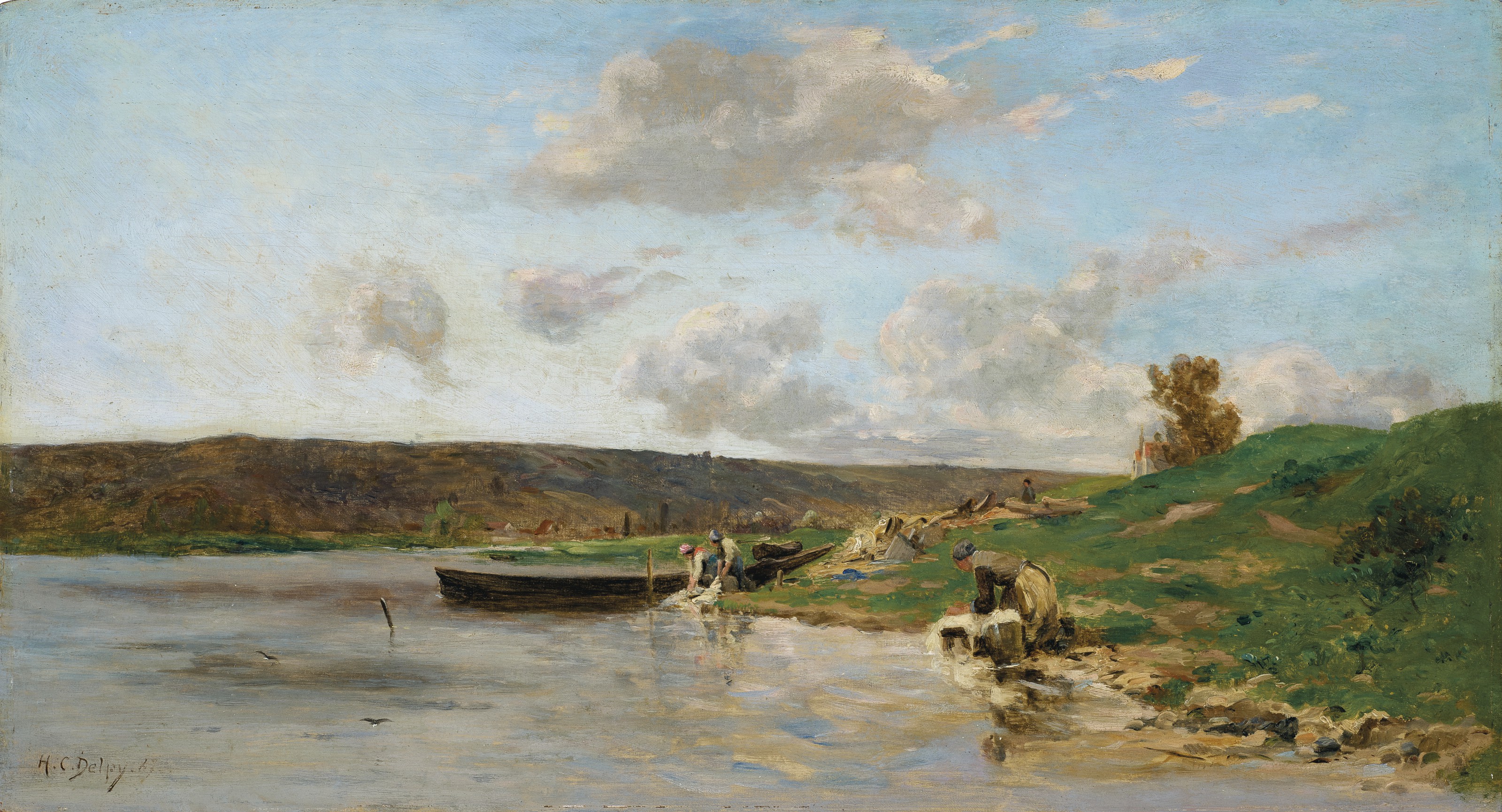 HIPPOLYTE-CAMILLE DELPY (FRENCH, 1842-1910), Bord de la Seine à ...