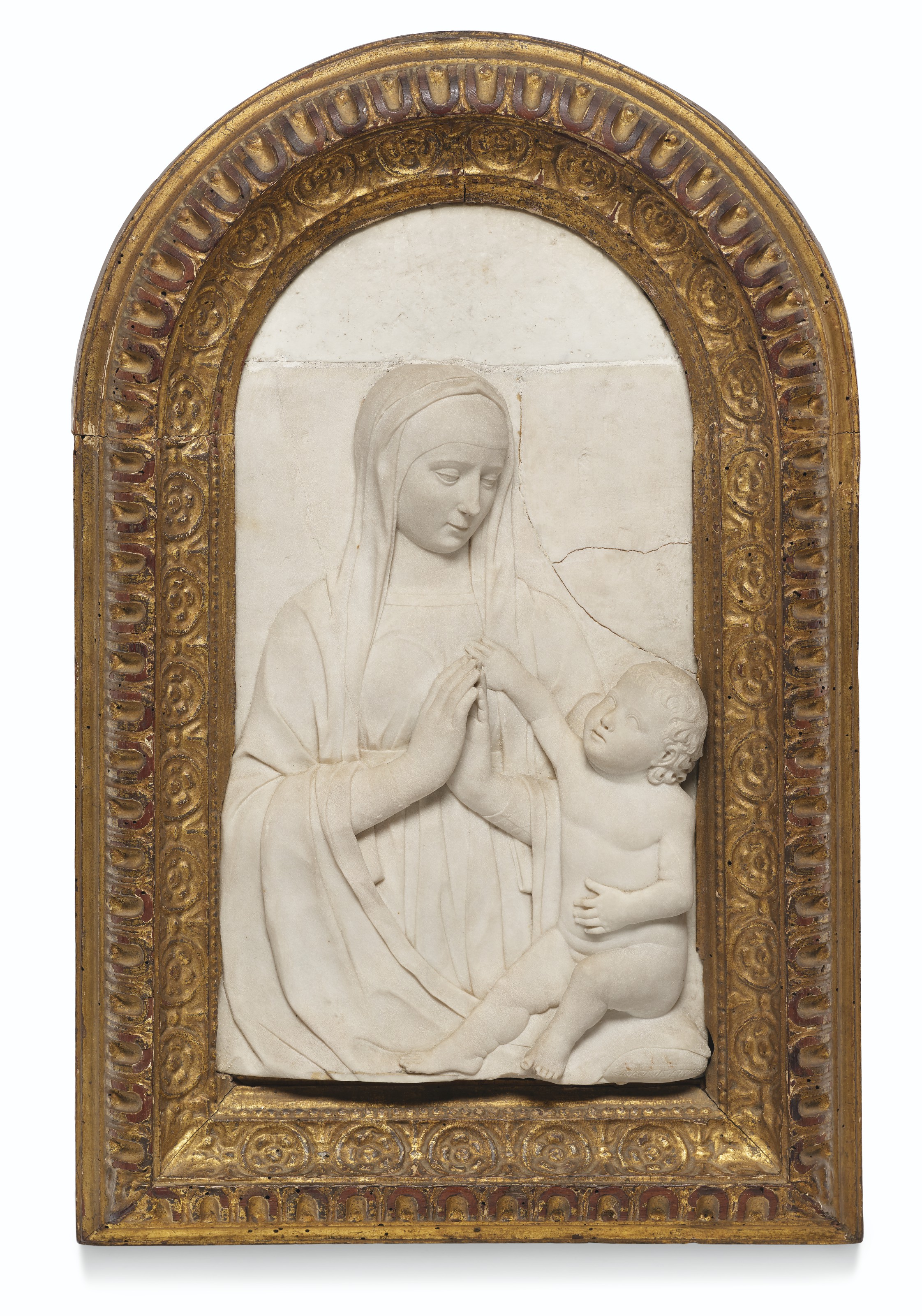 TUSCAN, LATE 15th / EARLY 16TH CENTURY, A WHITE MARBLE RELIEF OF THE VIRGIN AND CHILD | Christie’s
