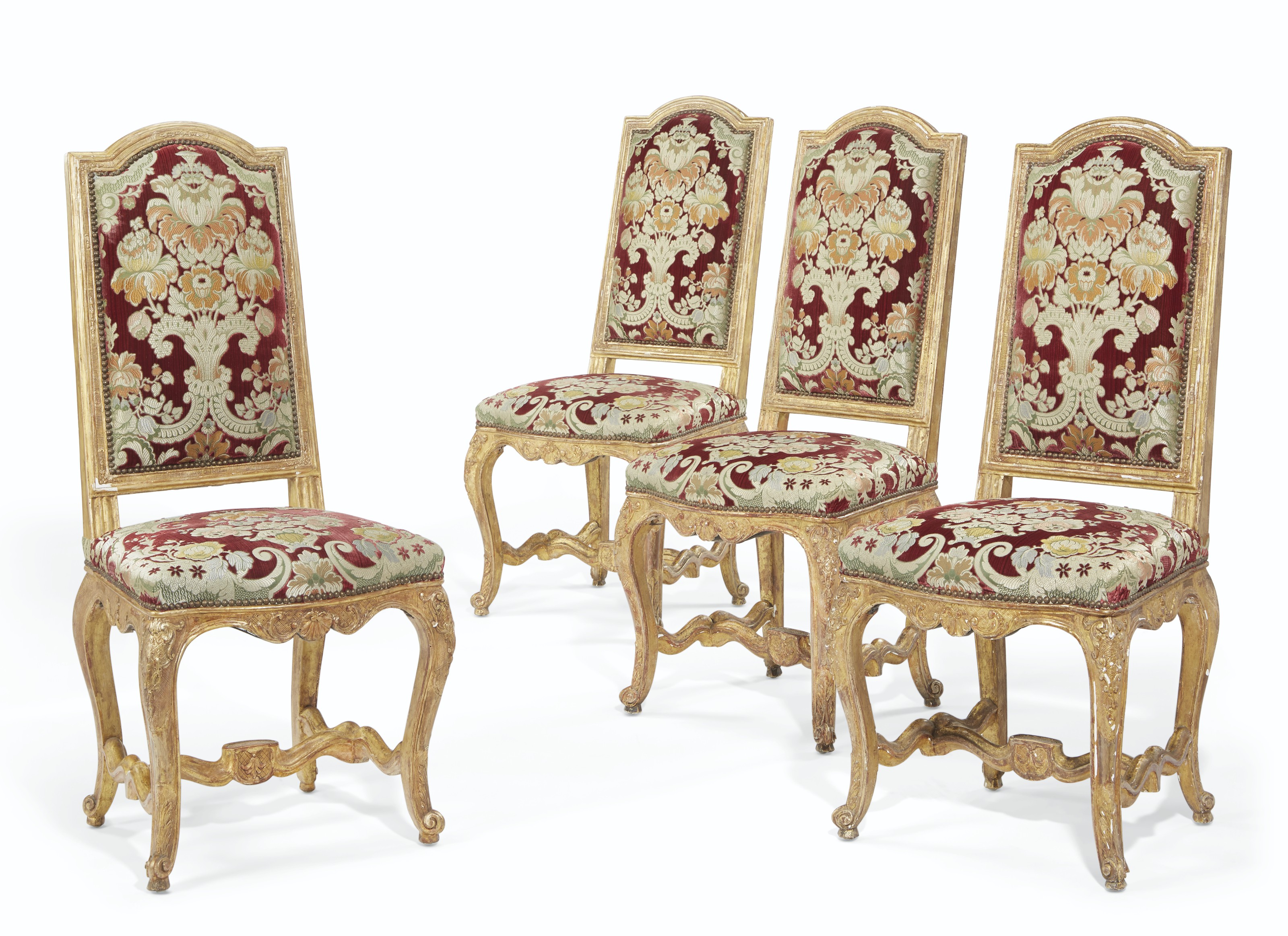 A SET OF TEN REGENCE-STYLE GILT-WALNUT DINING CHAIRS, 19TH/20TH CENTURY ...