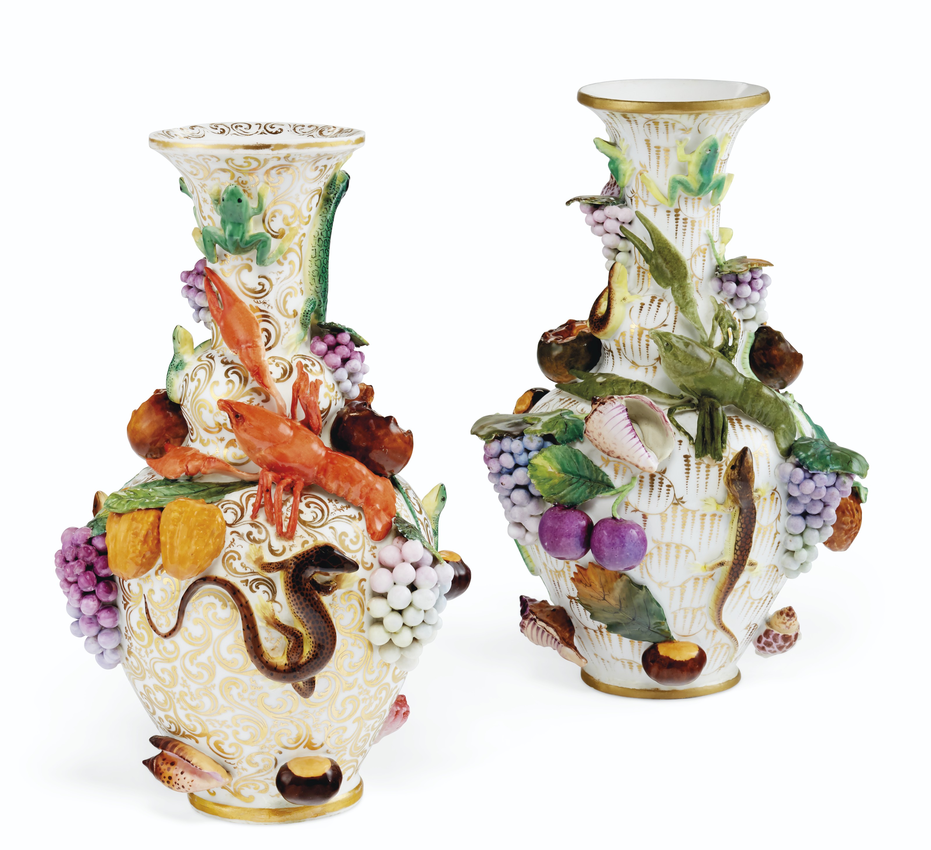 TWO JACOB PETIT PORCELAIN VASES, MID-19TH CENTURY, BLUE J.P. MARKS ...