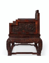 A MAGNIFICENT IMPERIAL CARVED ZITAN 'DRAGON' THRONE, LATE QING DYNASTY ...