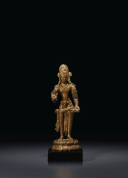A RARE GILT-BRONZE FIGURE OF VAJRAPANI, NEPAL, LICCHAVI PERIOD, 9TH ...