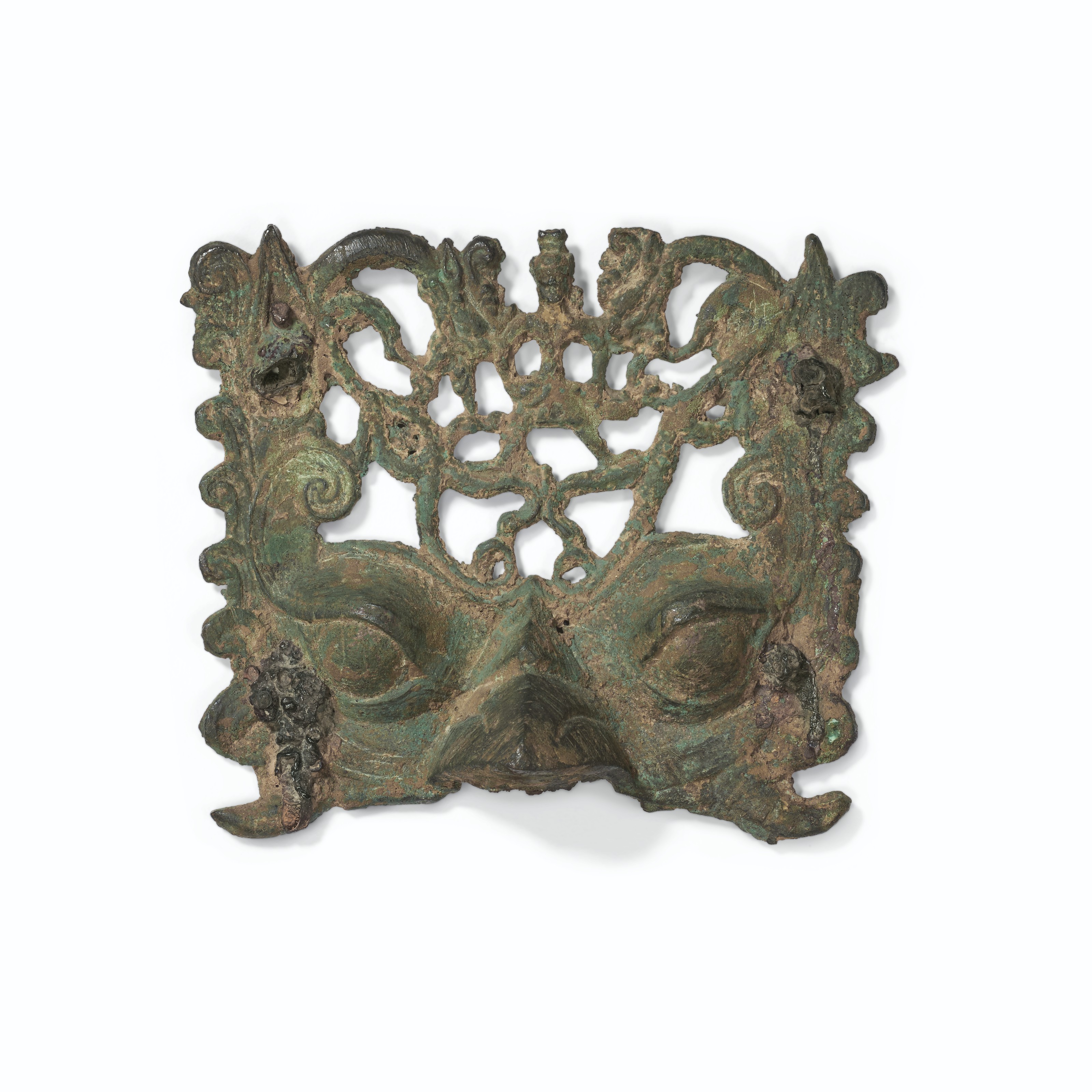A BRONZE TAOTIE MASK-FORM FITTING