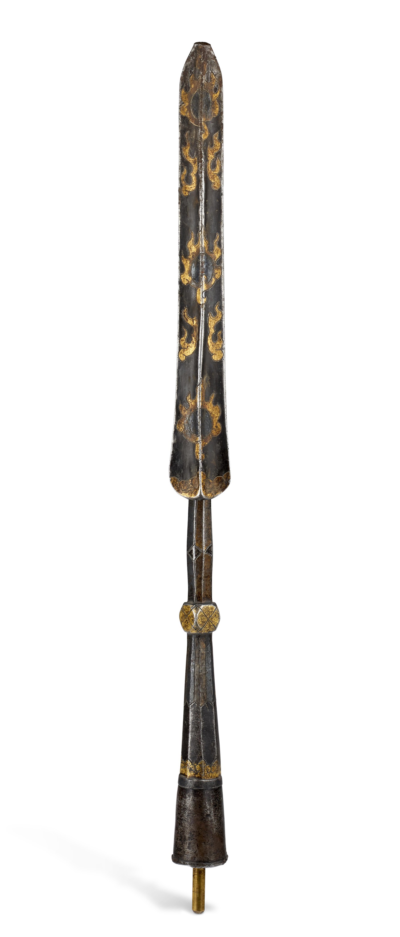 A GILT-DAMASCENED IRON SPEAR HEAD, TIBET, 17TH CENTURY | Christie’s