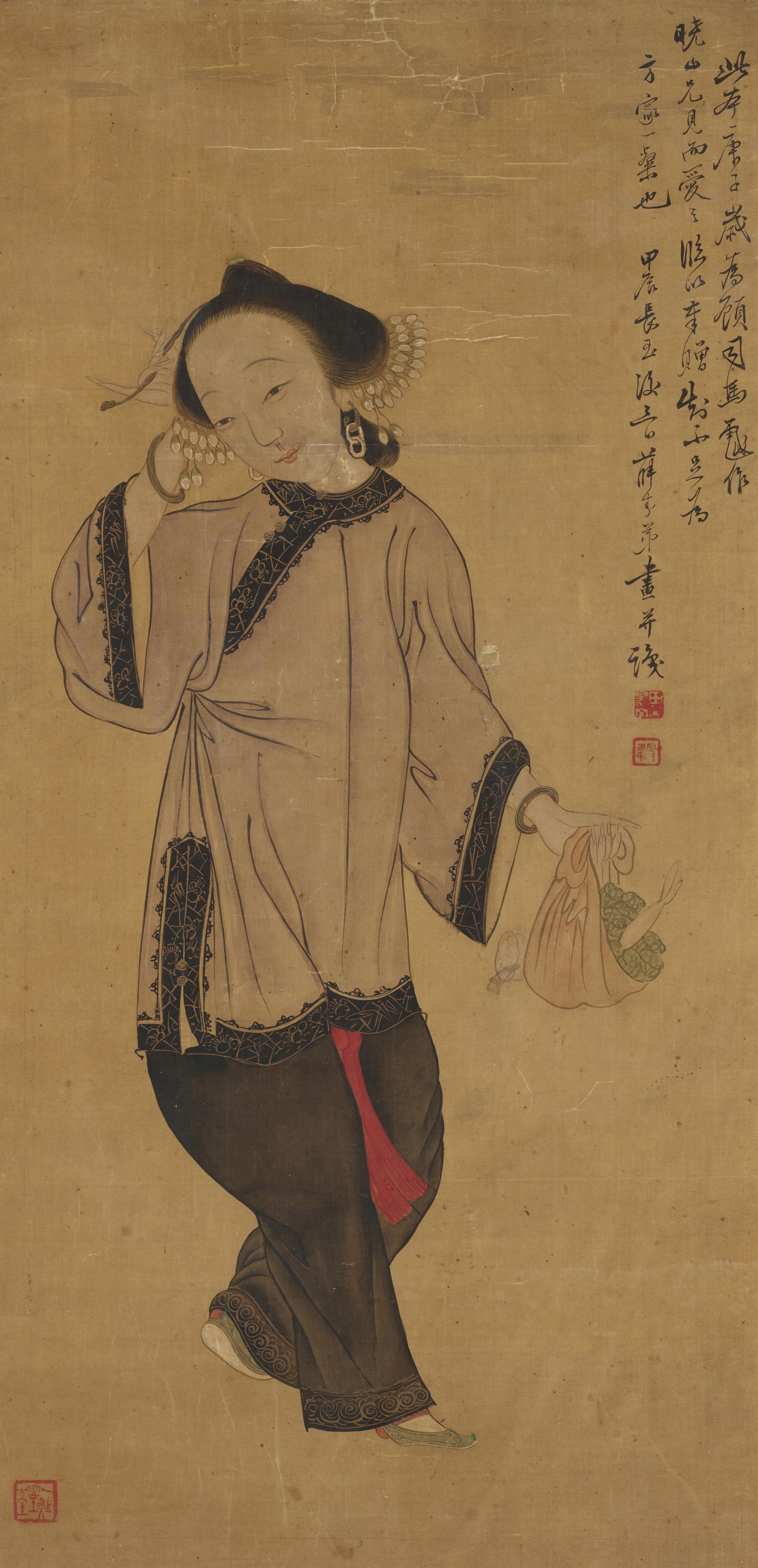 XUE SHOU (19TH-20TH CENTURY), Woman Carrying a Satchel with Food ...