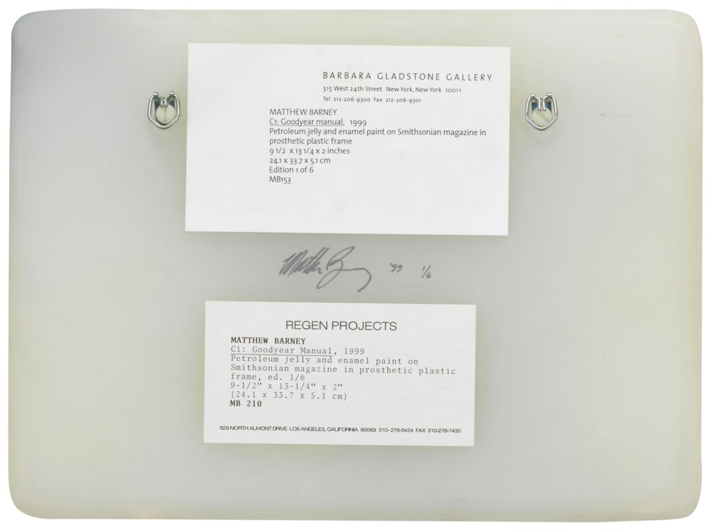 Matthew Barney (b. 1967), CREMASTER 1: Goodyear Manual | Christie’s