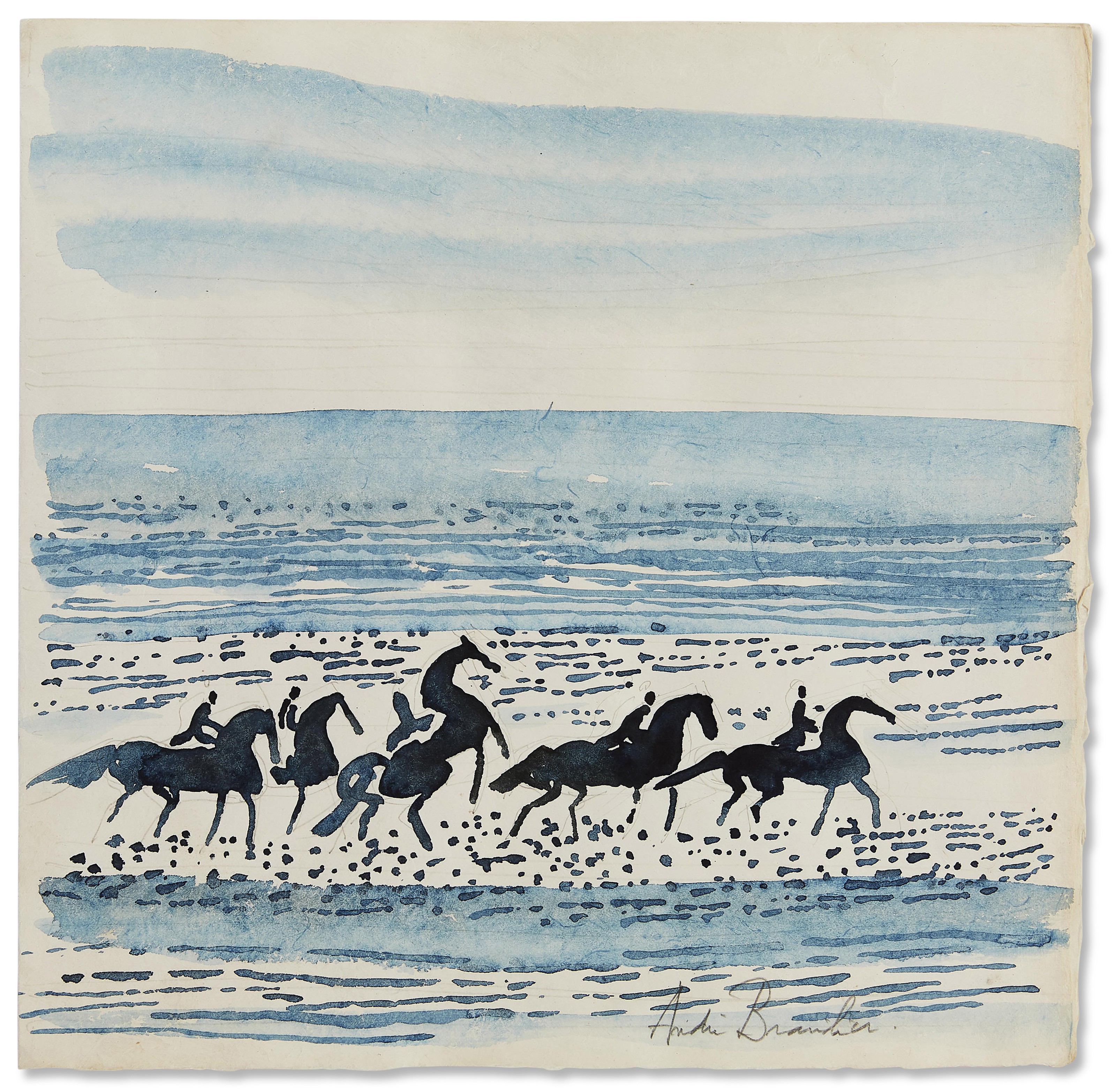 André Brasilier (French, b. 1929), Horses on the Beach | Christie’s