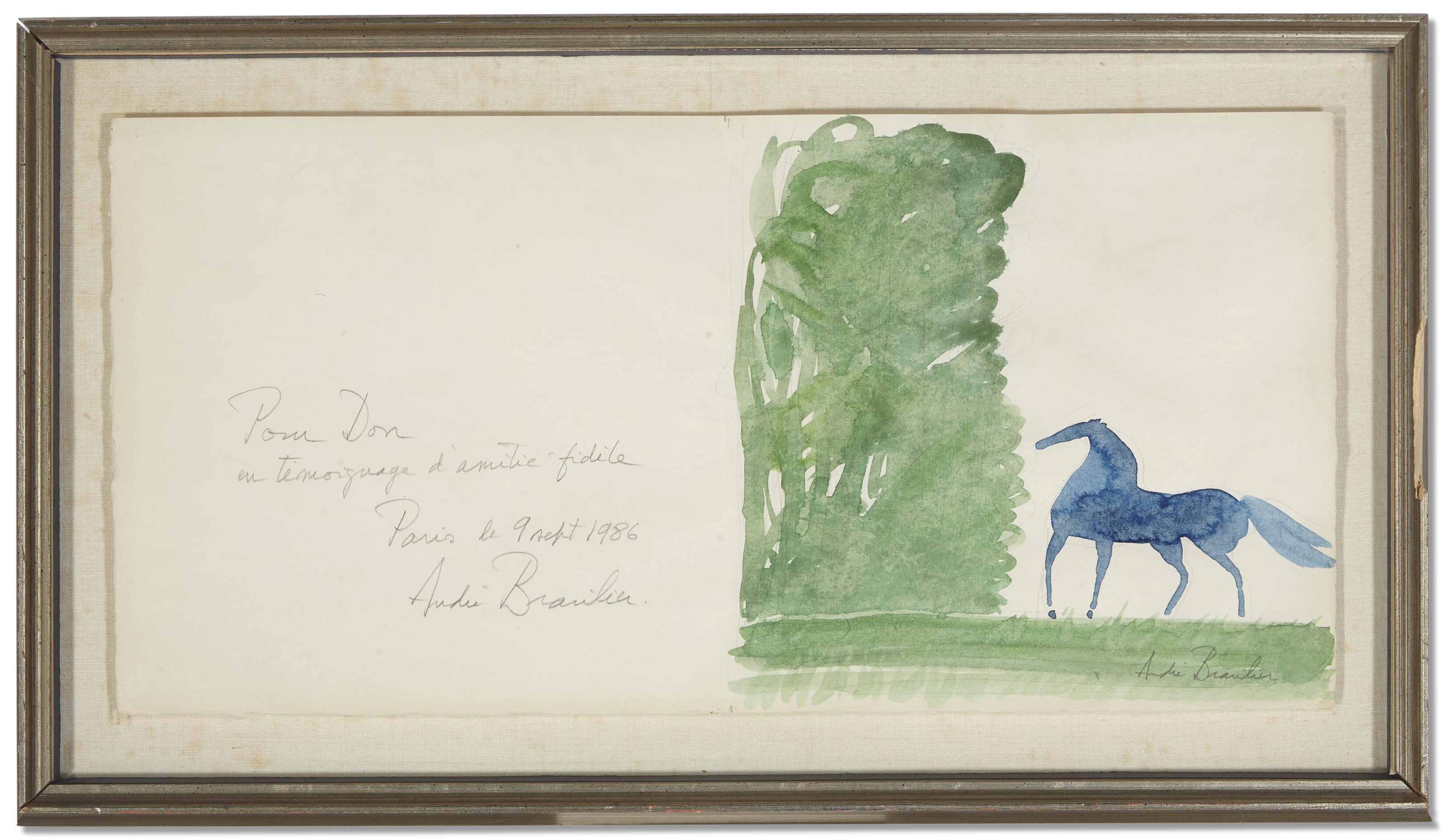 André Brasilier (French, b. 1929), Blue Horse by a Tree | Christie’s