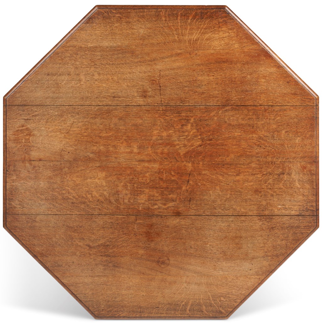 A VICTORAN OAK OCTAGONAL CENTER TABLE, SECOND HALF 19TH CENTURY ...