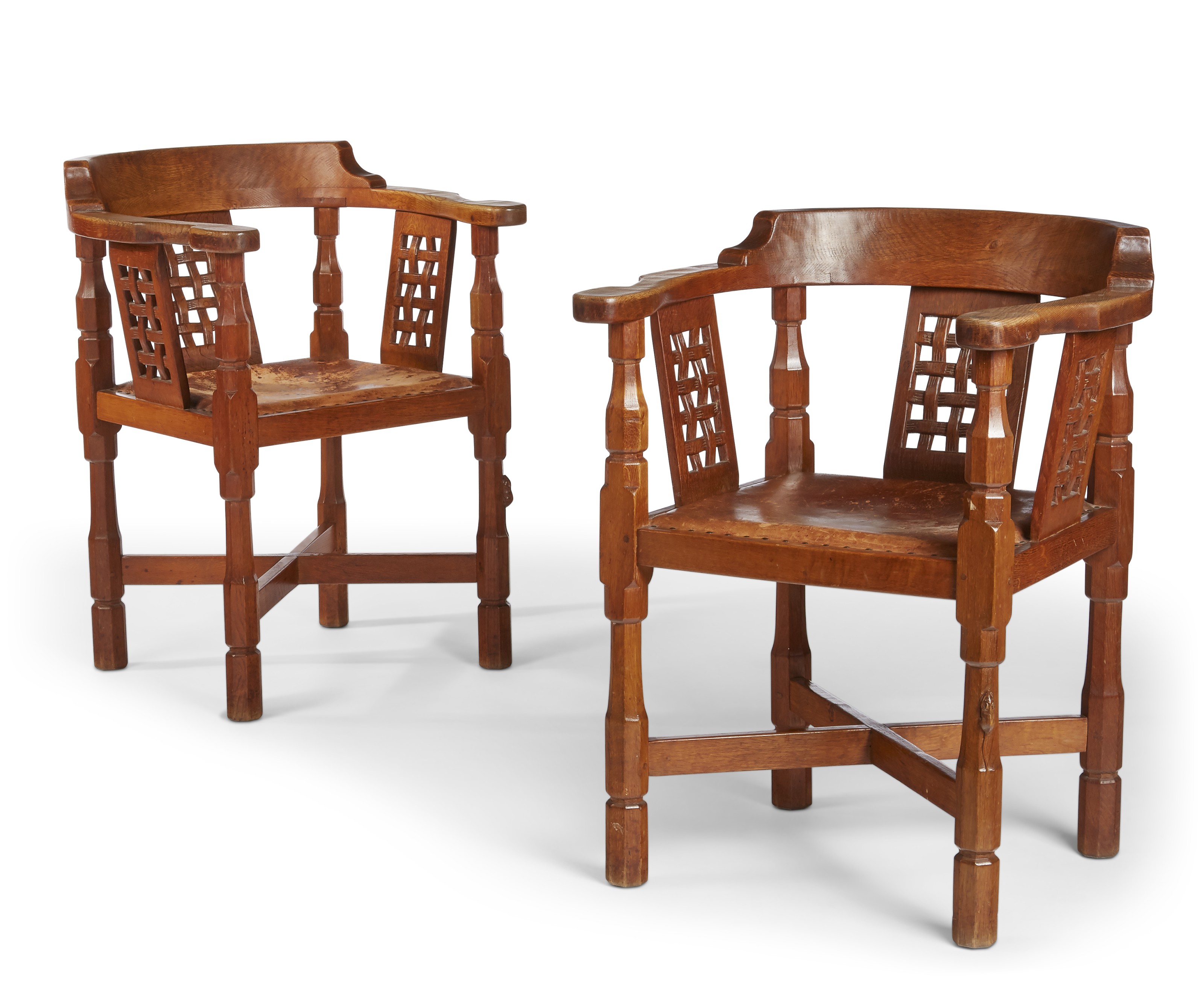 ROBERT 'MOUSEMAN' THOMPSON (1876-1955), Pair of oak armchairs, circa ...
