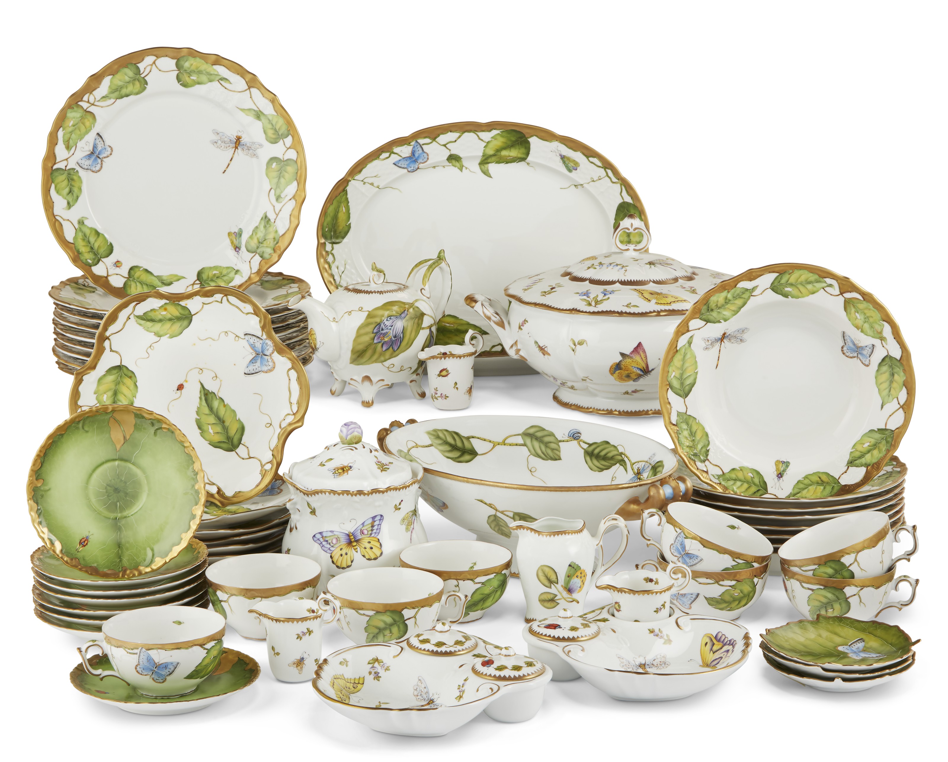 ASSEMBLED ANNA WEATHERLEY PORCELAIN PART DINNER SERVICE, 20TH CENTURY ...