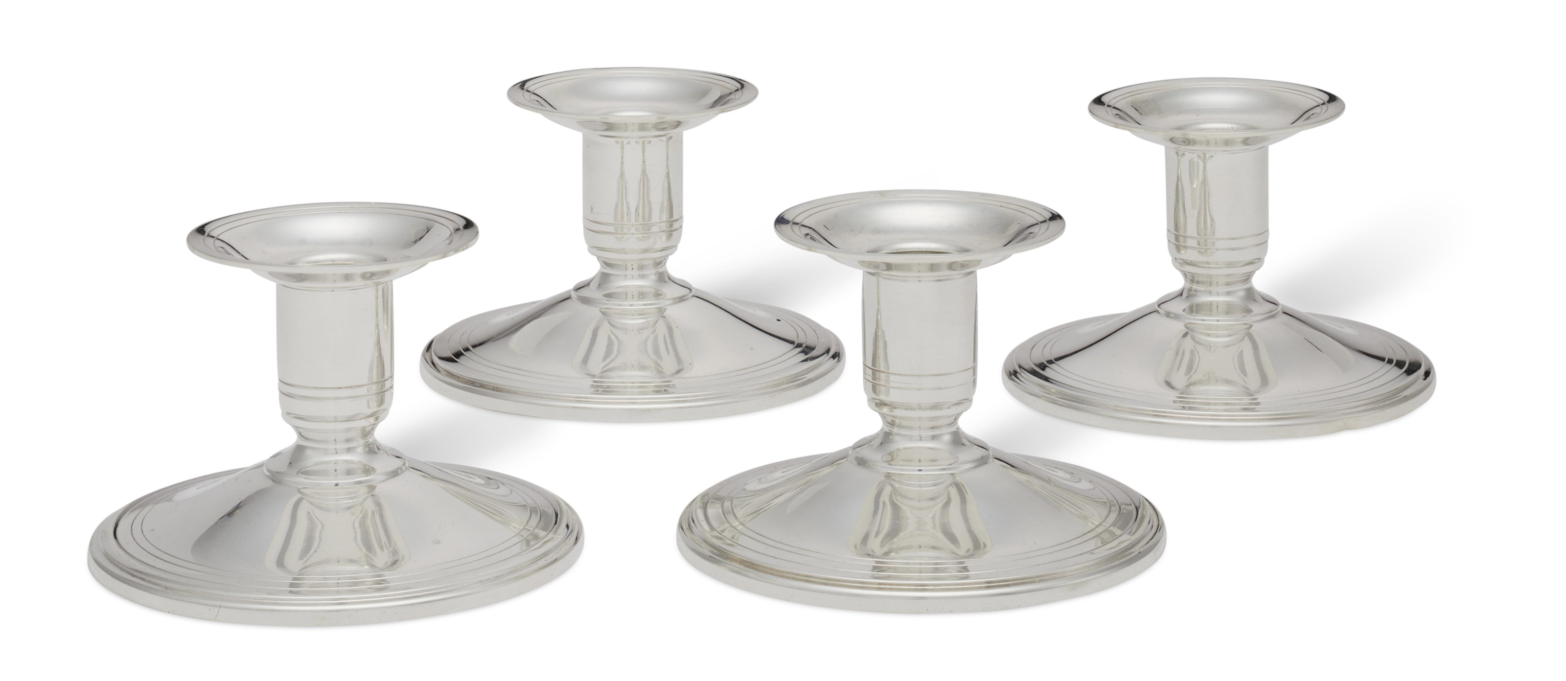 A SET OF FOUR AMERICAN SILVER SHORT CANDLESTICKS, MARK OF TIFFANY & CO ...