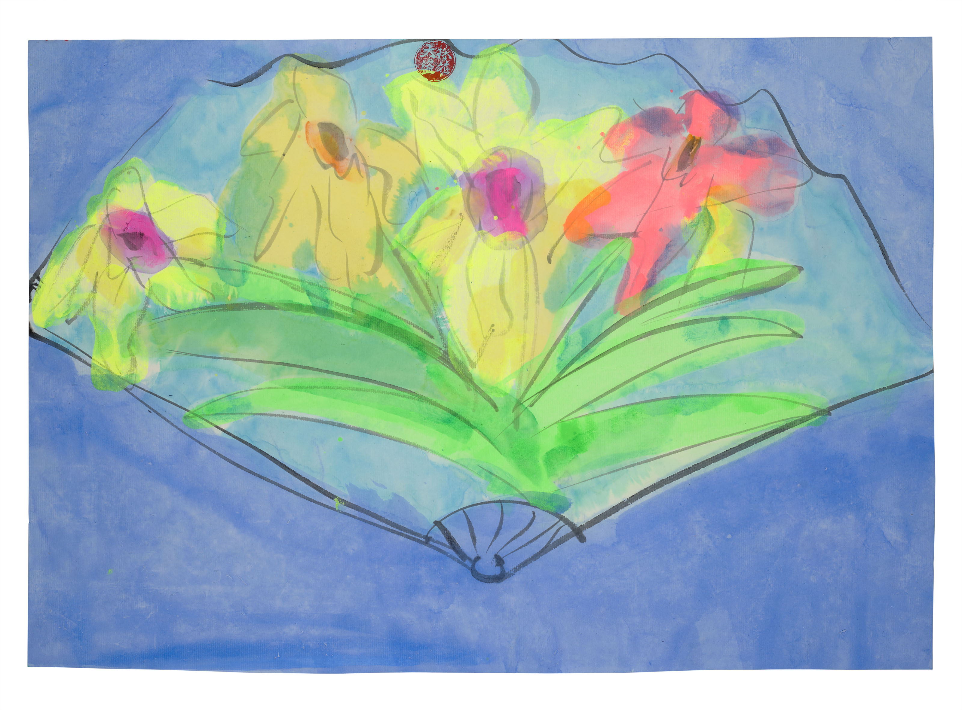 WALASSE TING (DING XIONGQUAN, 1928-2010), Untitled (Floral Fan ...