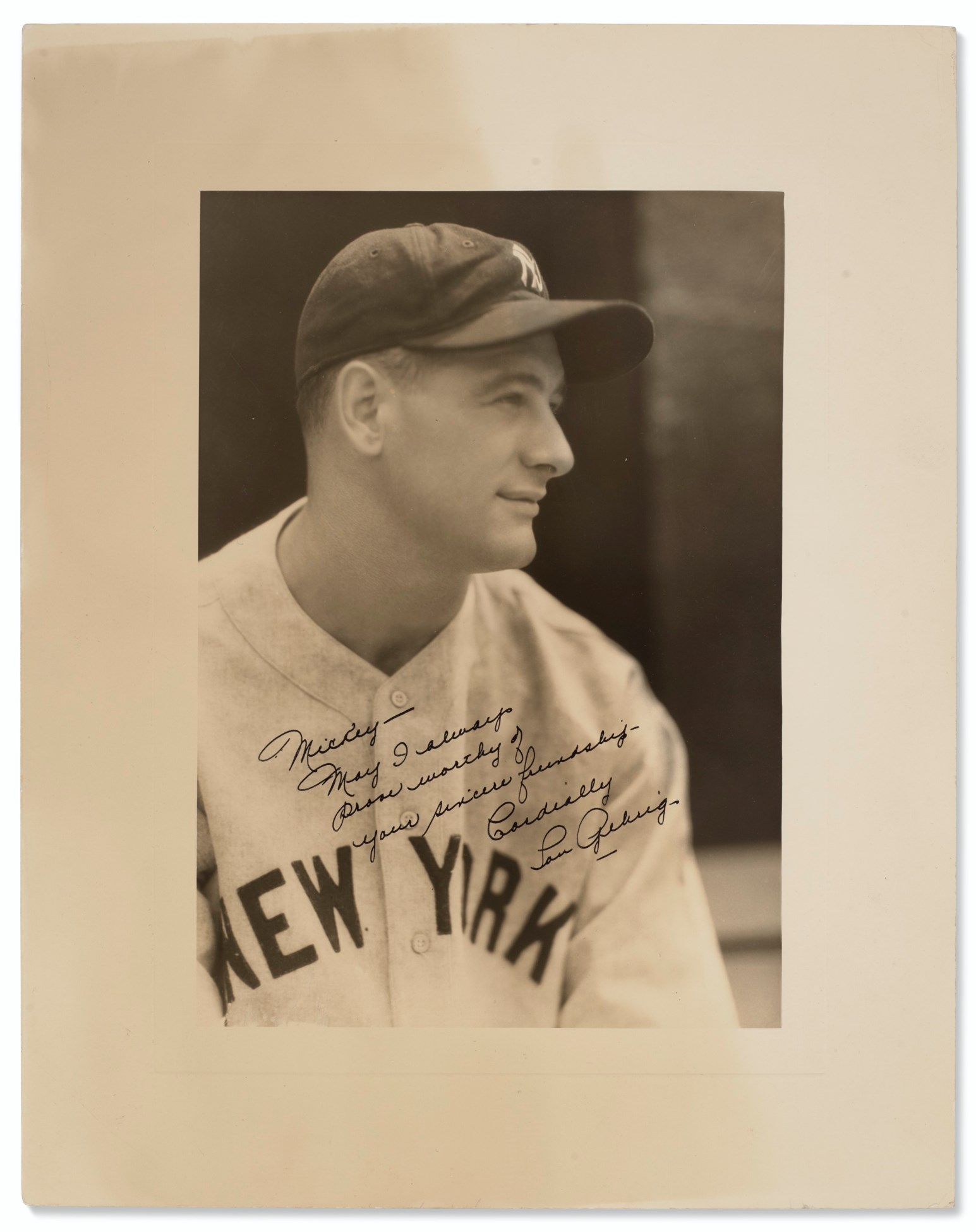 Outstanding Lou Gehrig Autographed Large Format Photograph by George ...