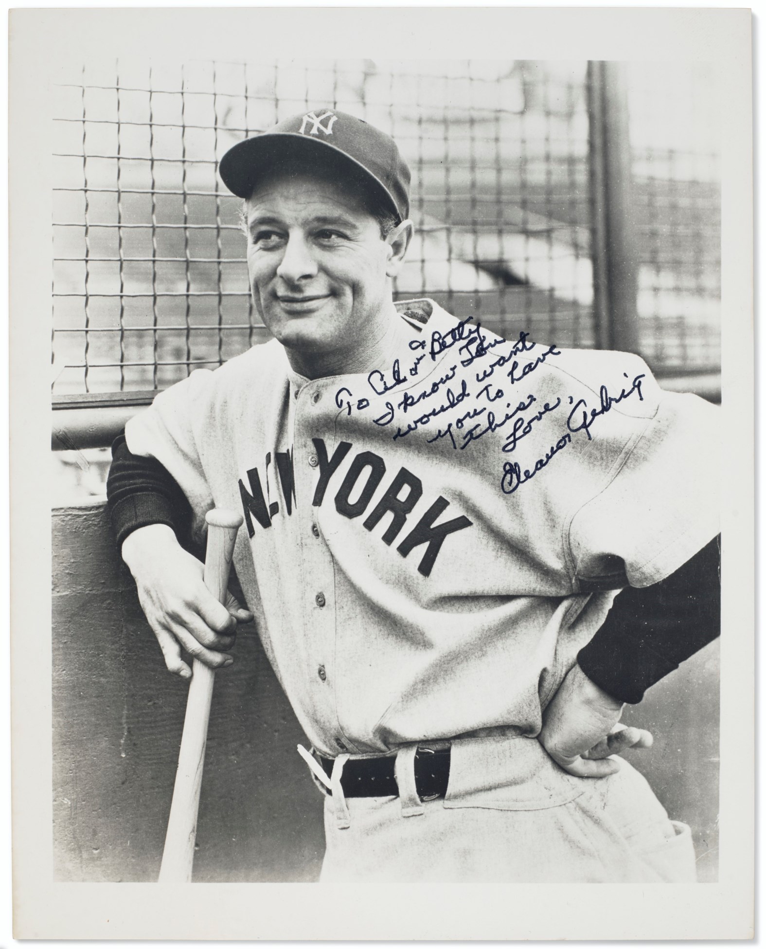 Lou Gehrig Photograph Autographed by Eleanor Gehrig | Christie's