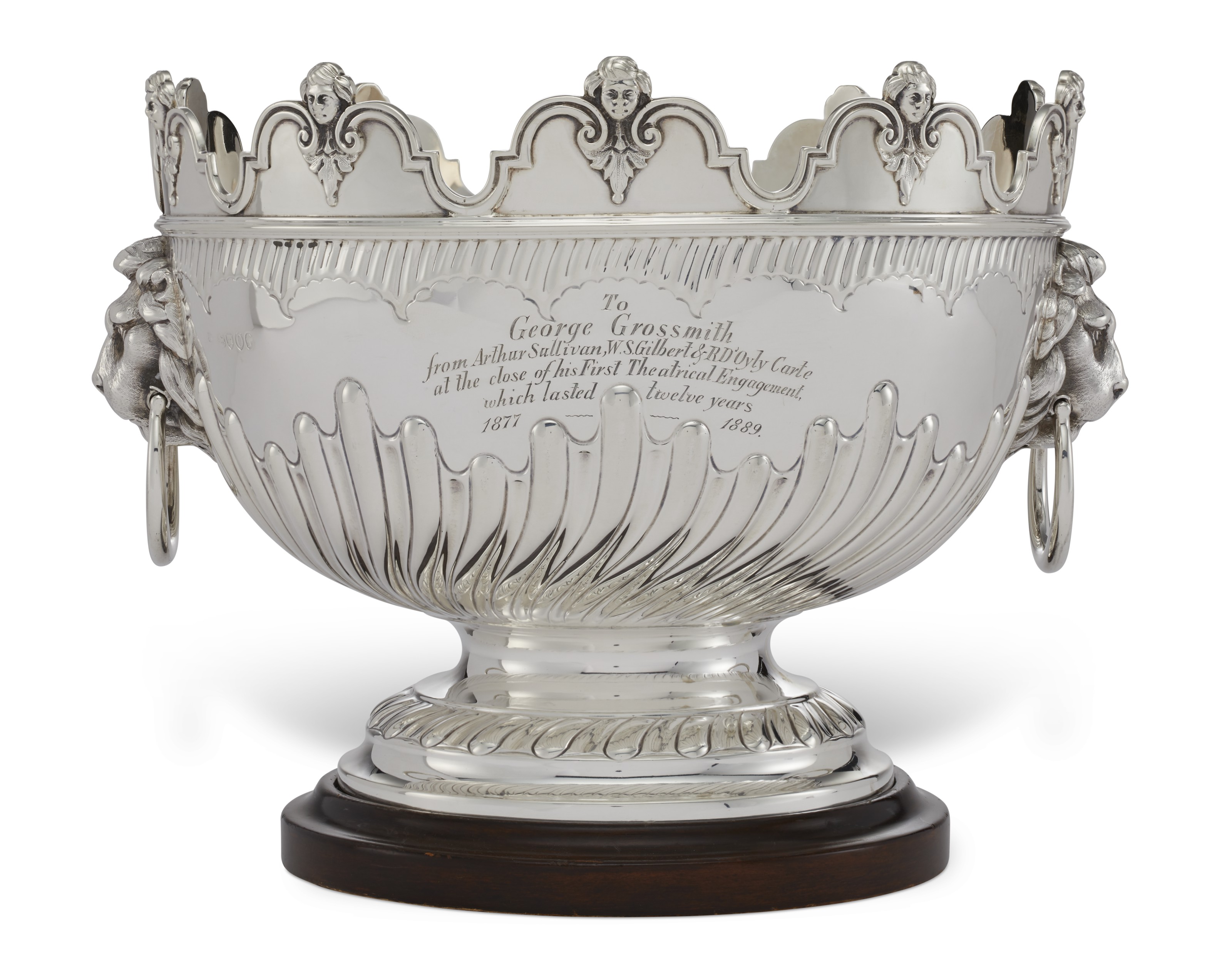 A VICTORIAN SILVER PRESENTATION MONTEITH BOWL, MARK OF JOHN & WILLIAM ...