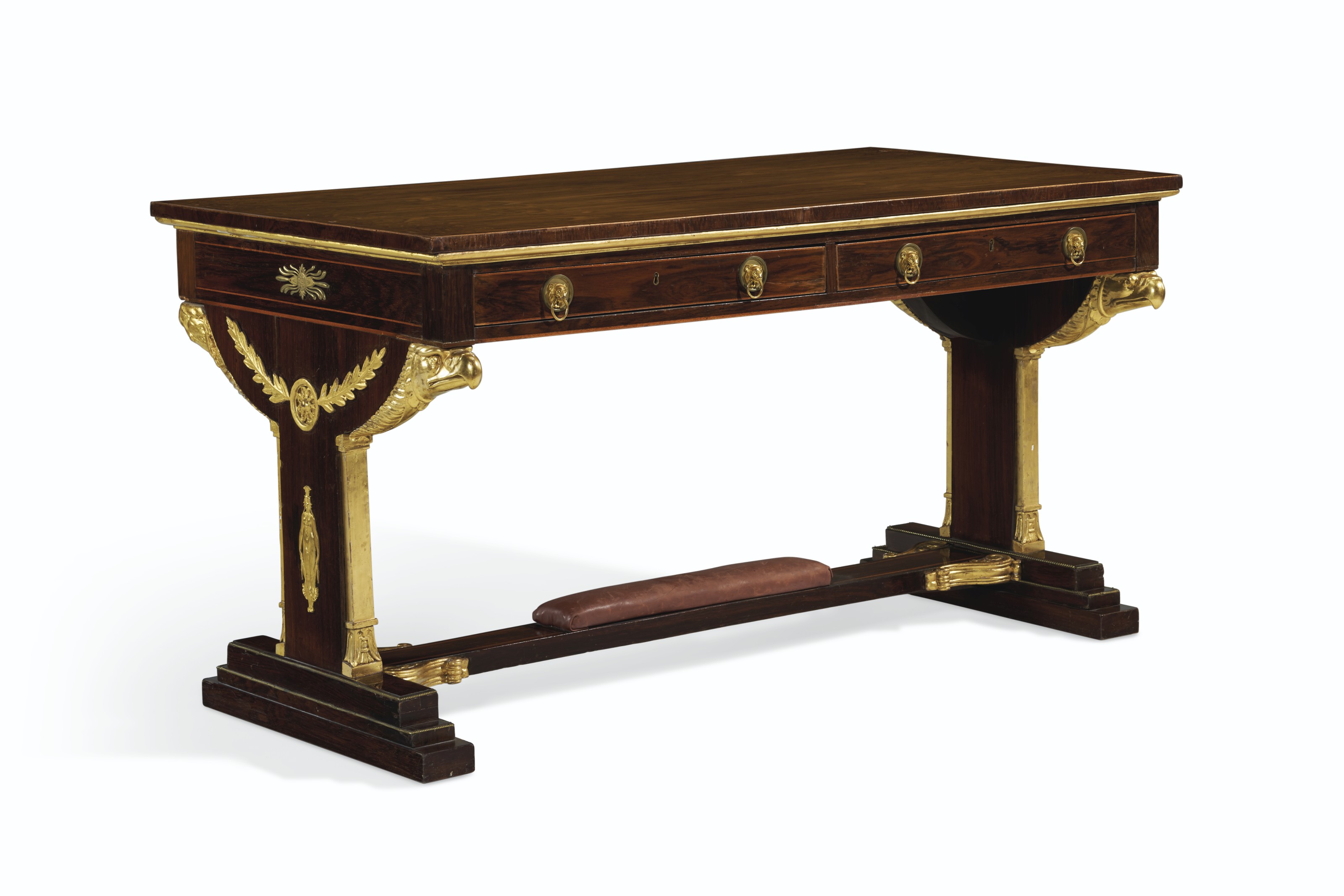 A REGENCY INDIAN ROSEWOOD, GRAIN-PAINTED, INLAID AND PARCEL-GILT ...