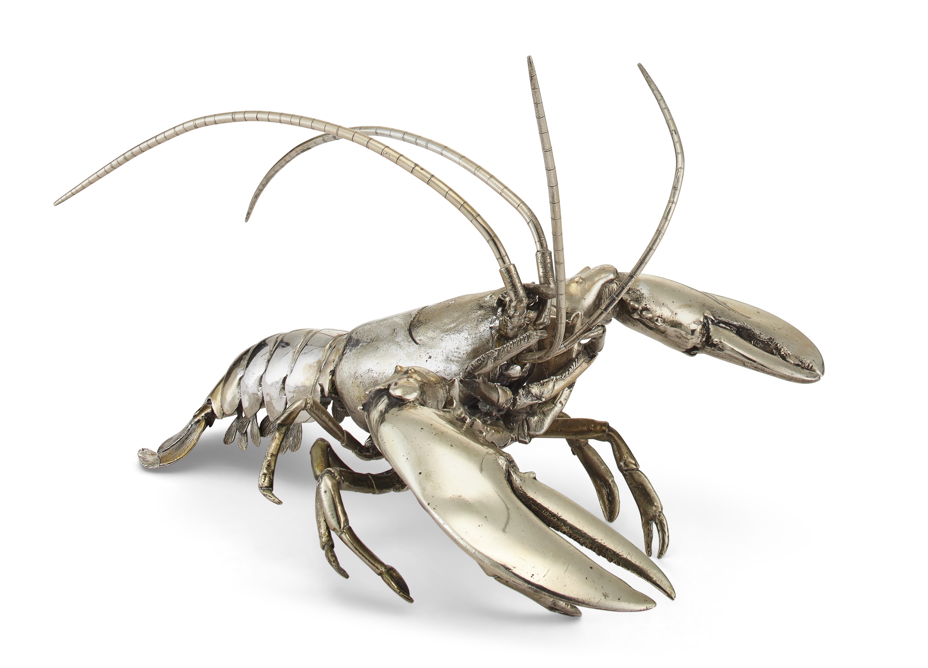 A SILVERED-METAL MODEL OF A LOBSTER, POSSIBLY JAPANESE, 20TH CENTURY ...