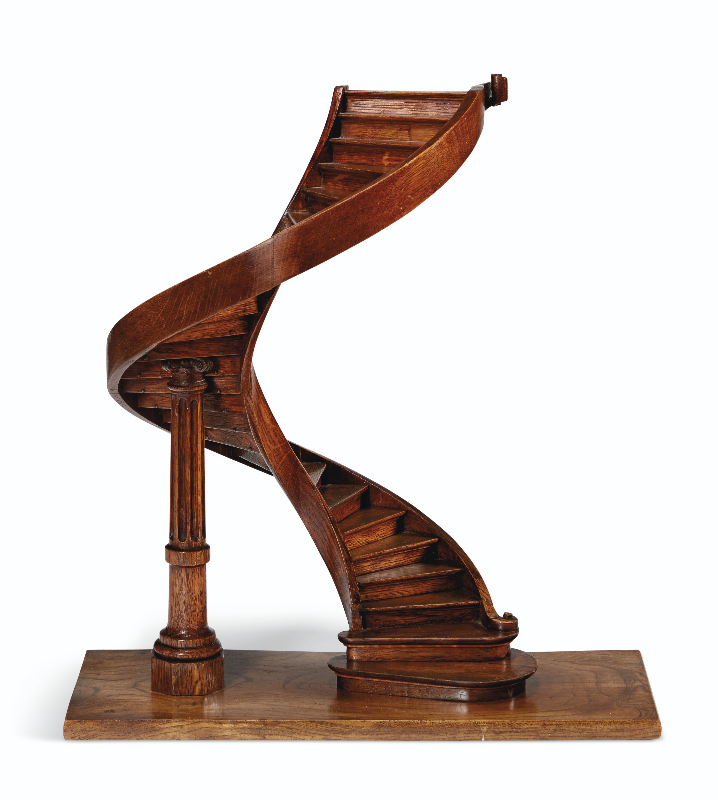 A WALNUT AND OAK FLYING STAIRCASE MAQUETTE, PROBABLY ENGLISH, LATE 19TH ...