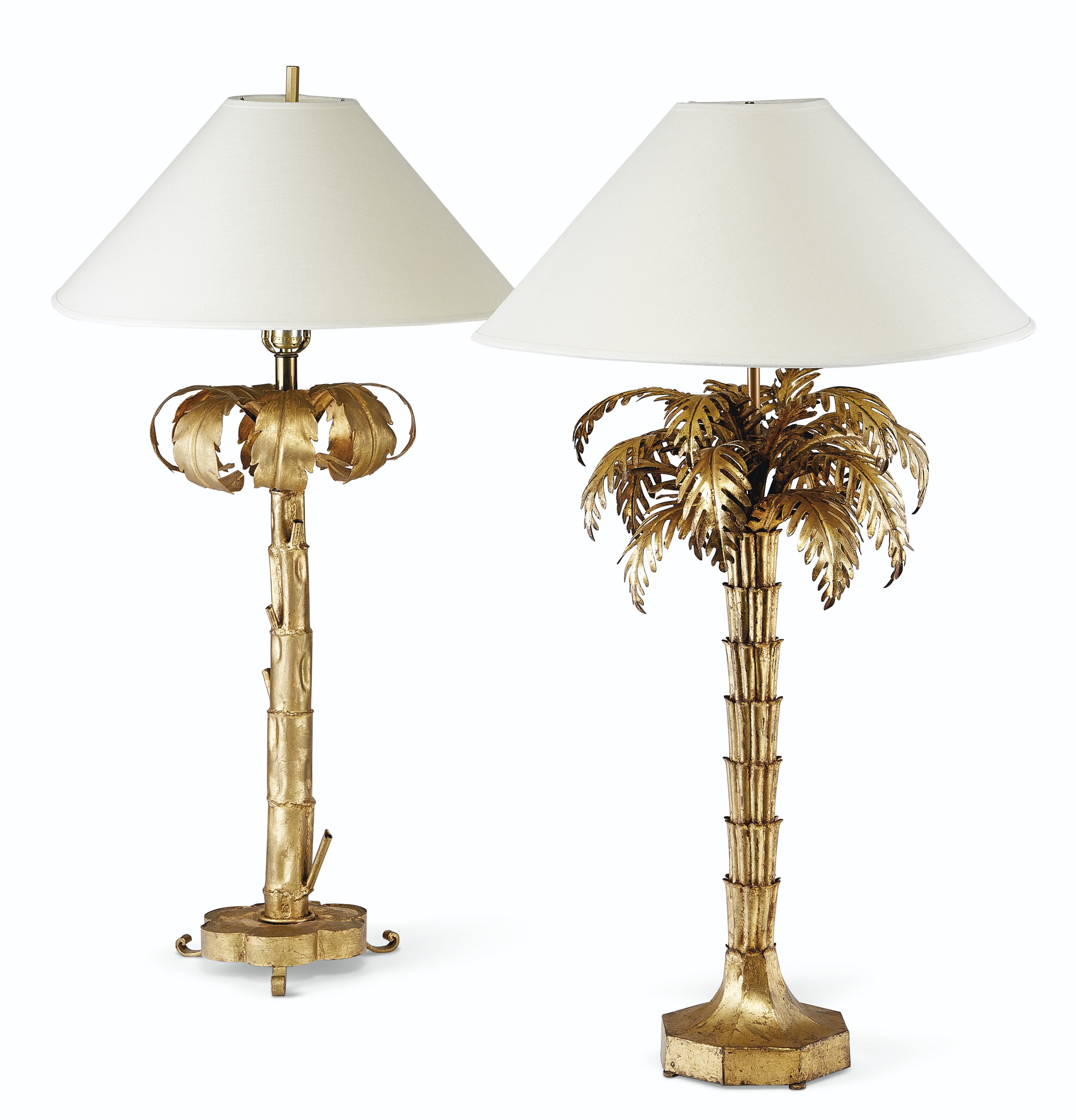 TWO GILT-METAL PALM TREE-FORM TABLE LAMPS, 20TH/21ST CENTURY | Christie’s
