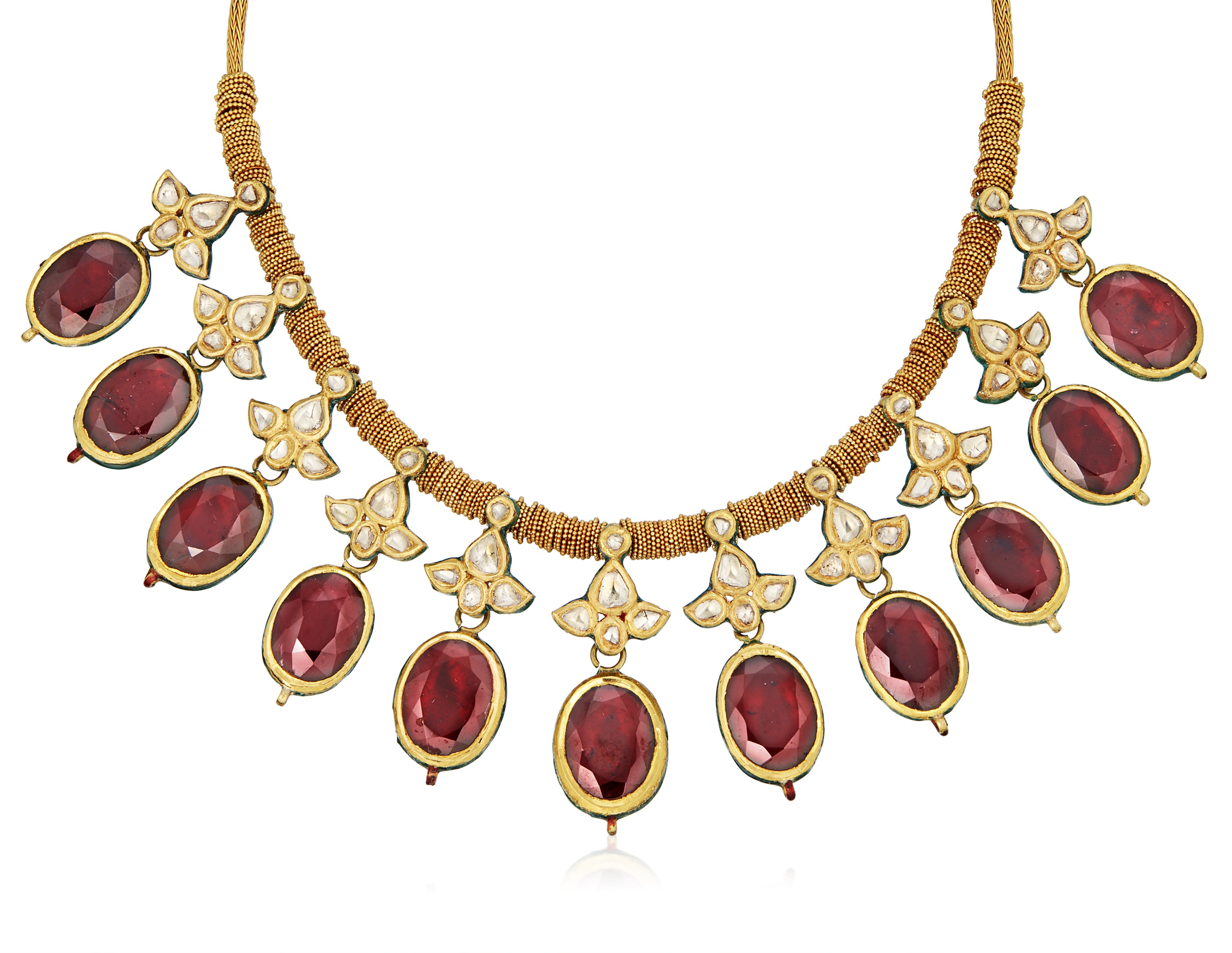 GARNET, DIAMOND AND ENAMEL INDIAN NECKLACE, | Christie’s