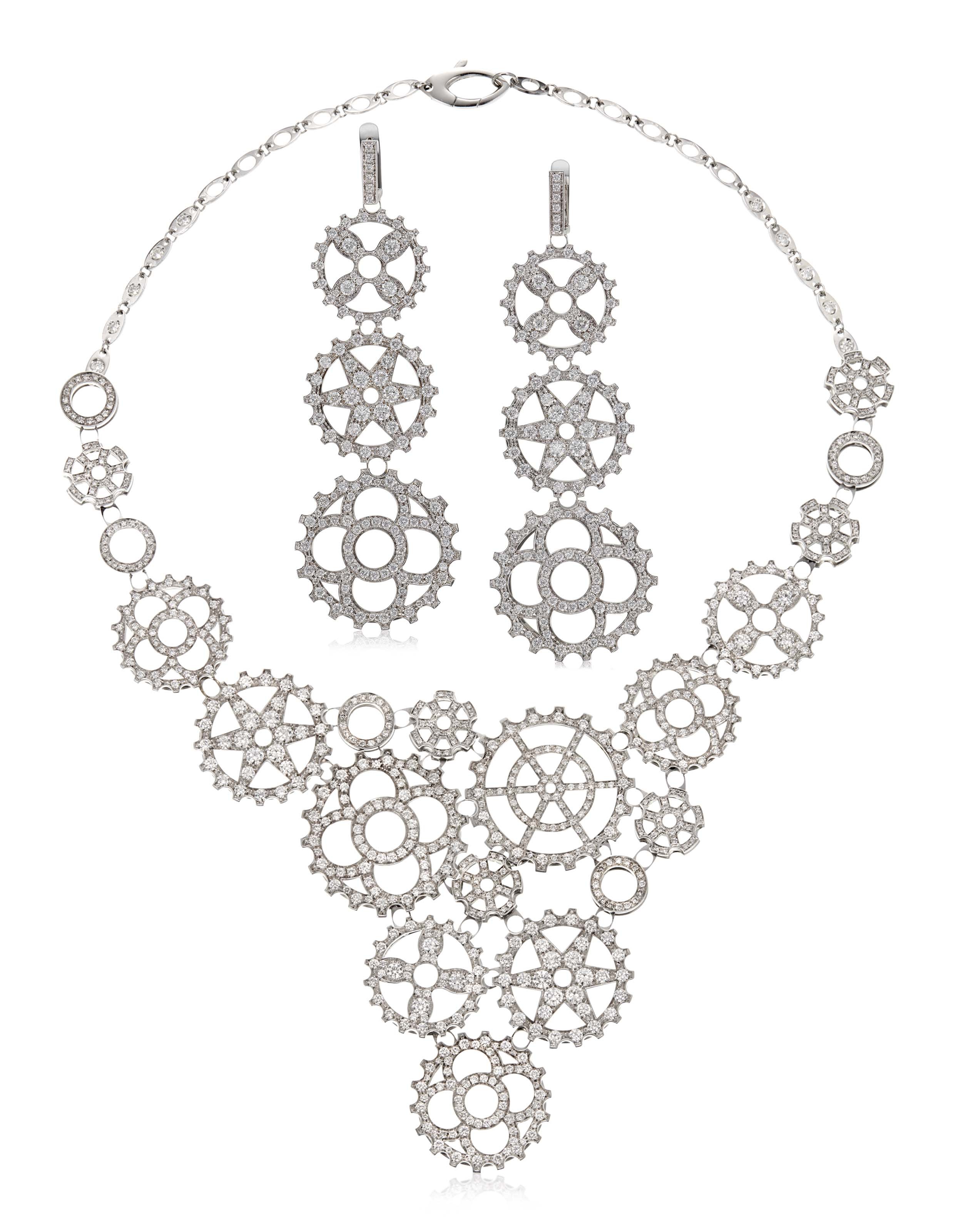 WILFREDO ROSADO DIAMOND 'GEAR' NECKLACE AND EARRINGS, | Christie’s